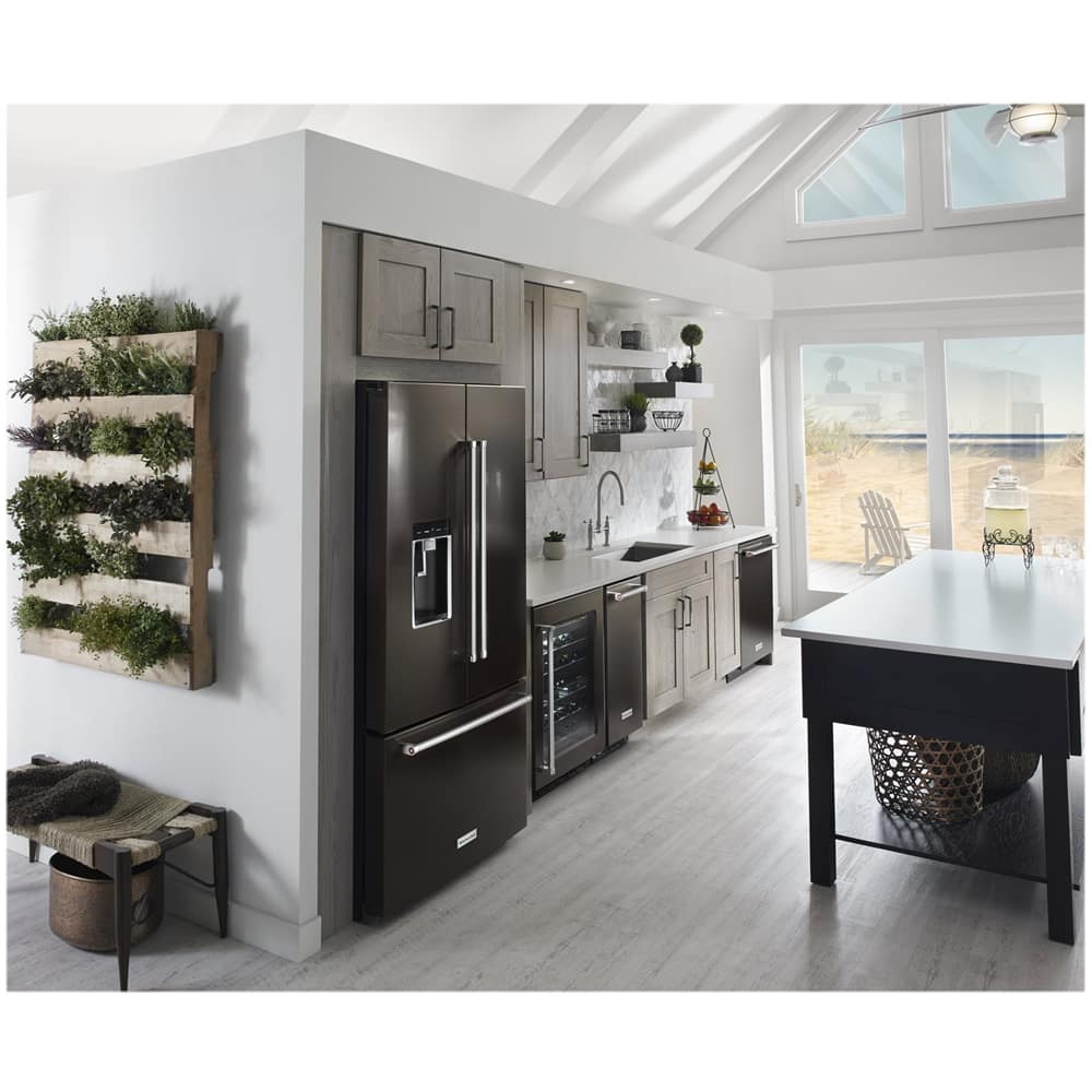 Best Buy: KitchenAid 46-Bottle Wine Cooler Black stainless steel KUWR304EBS