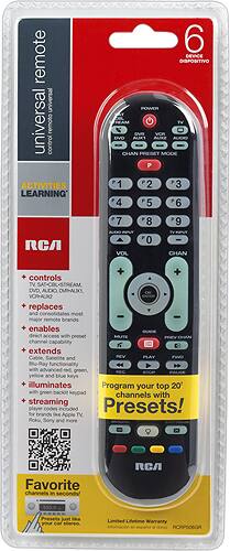 RCA 6 Device Universal Remote Black RCRPS06GR - Best Buy