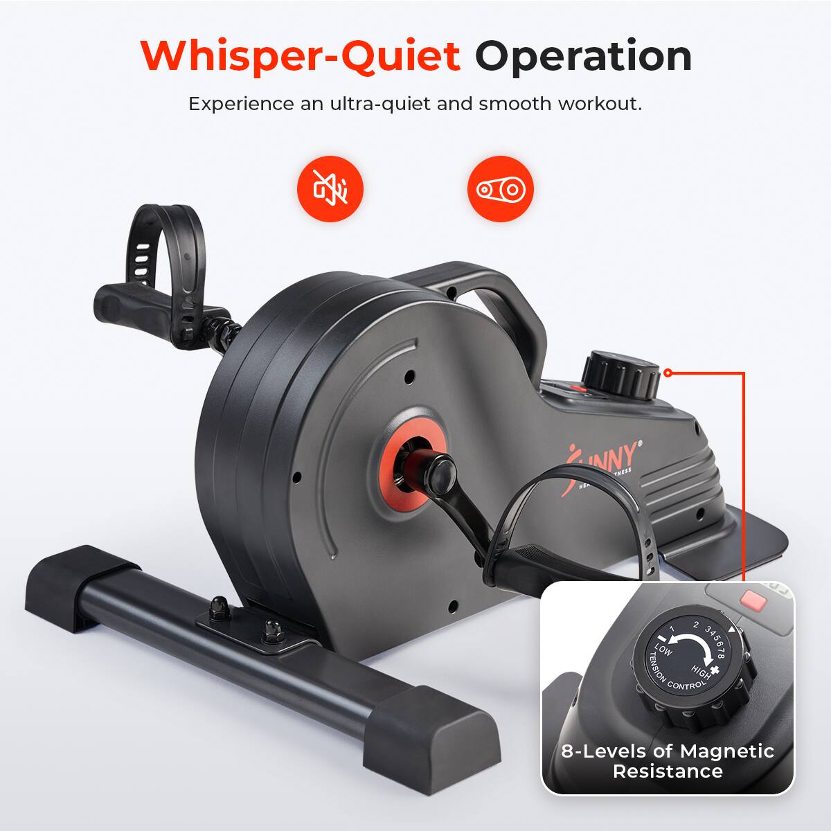 Sunny Health & Fitness Smart Low profile Magnetic Mini Exercise Bike Dark Gray SF-B0891SMART ...