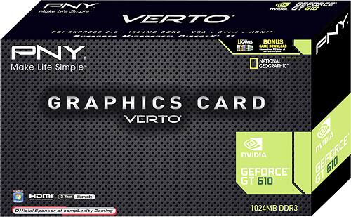 Best Buy: PNY GeForce GT 610 1GB DDR3 PCI Express 2.0 Graphics Card Black VCGGT610XPB