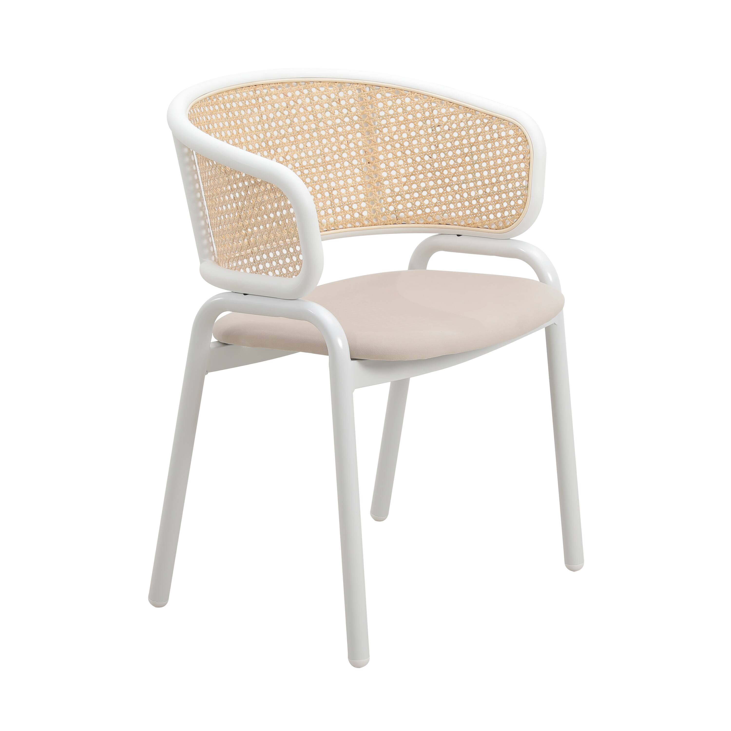 LeisureMod Ervilla Mid Century Velvet Dining Armchair Modern Rattan ...