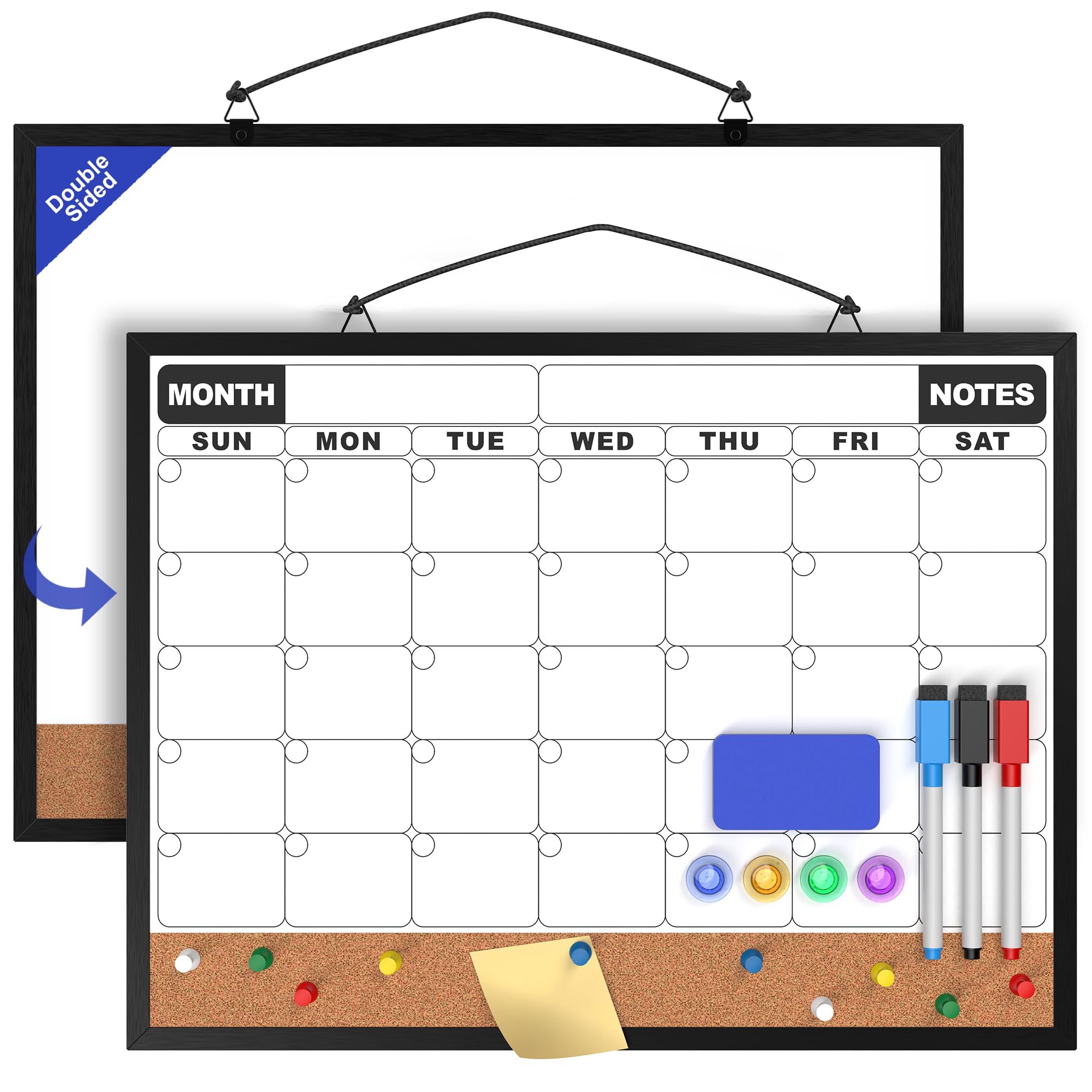 PARKER SLATER Monthly Calendar Dry Erase Board 16x12 Inch Double sided ...