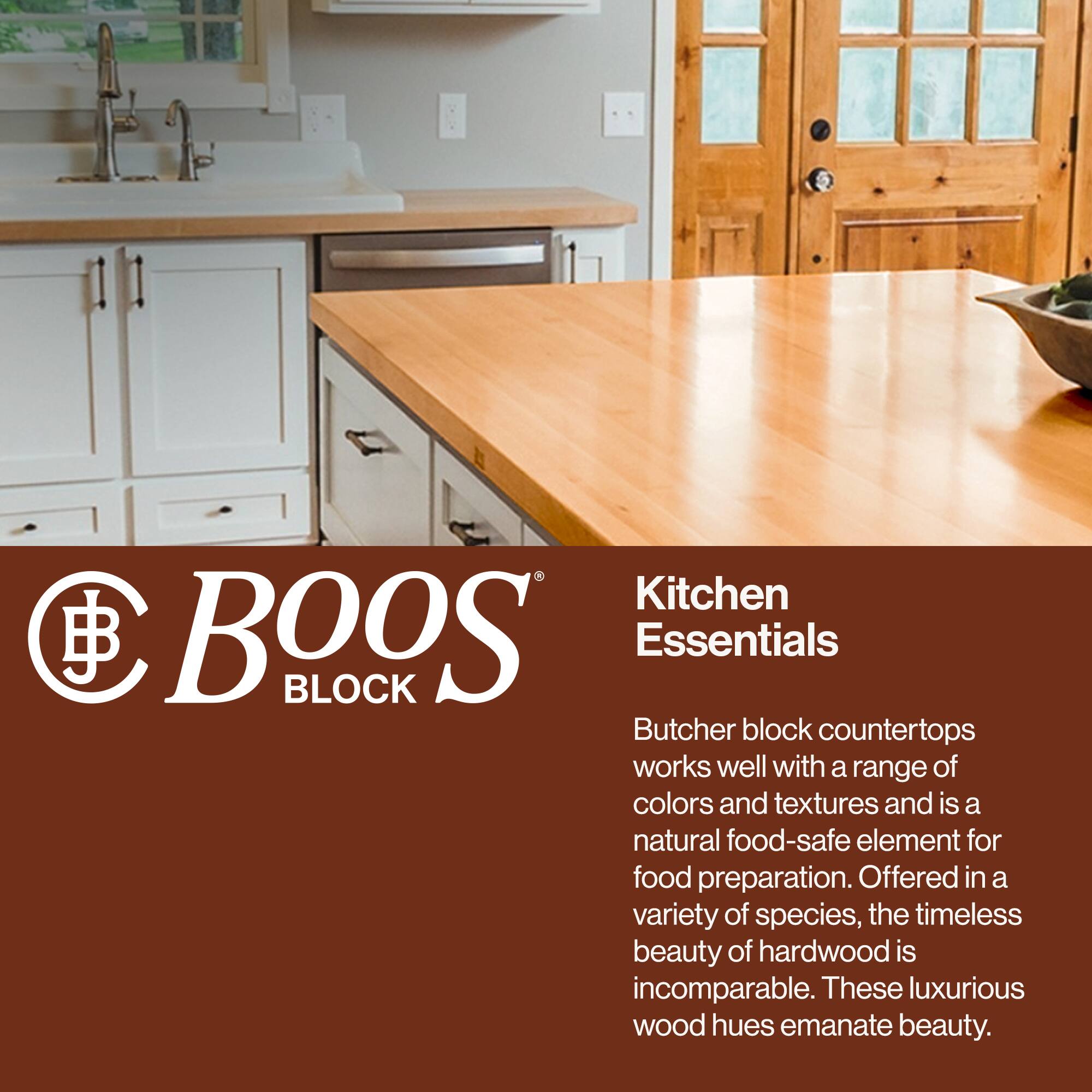 John Boos Butcher Block Kitchen Countertop, 24" x 25" x 1 1/2" Cherry ...