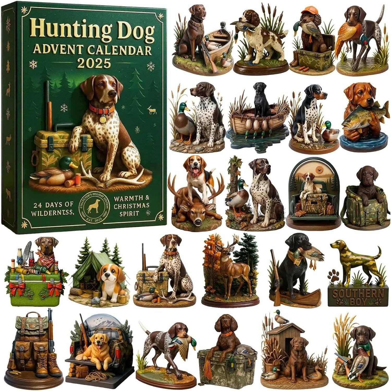 Auledio Christmas Countdown Hunting Dog Advent Calendar 2025, 24 Days ...