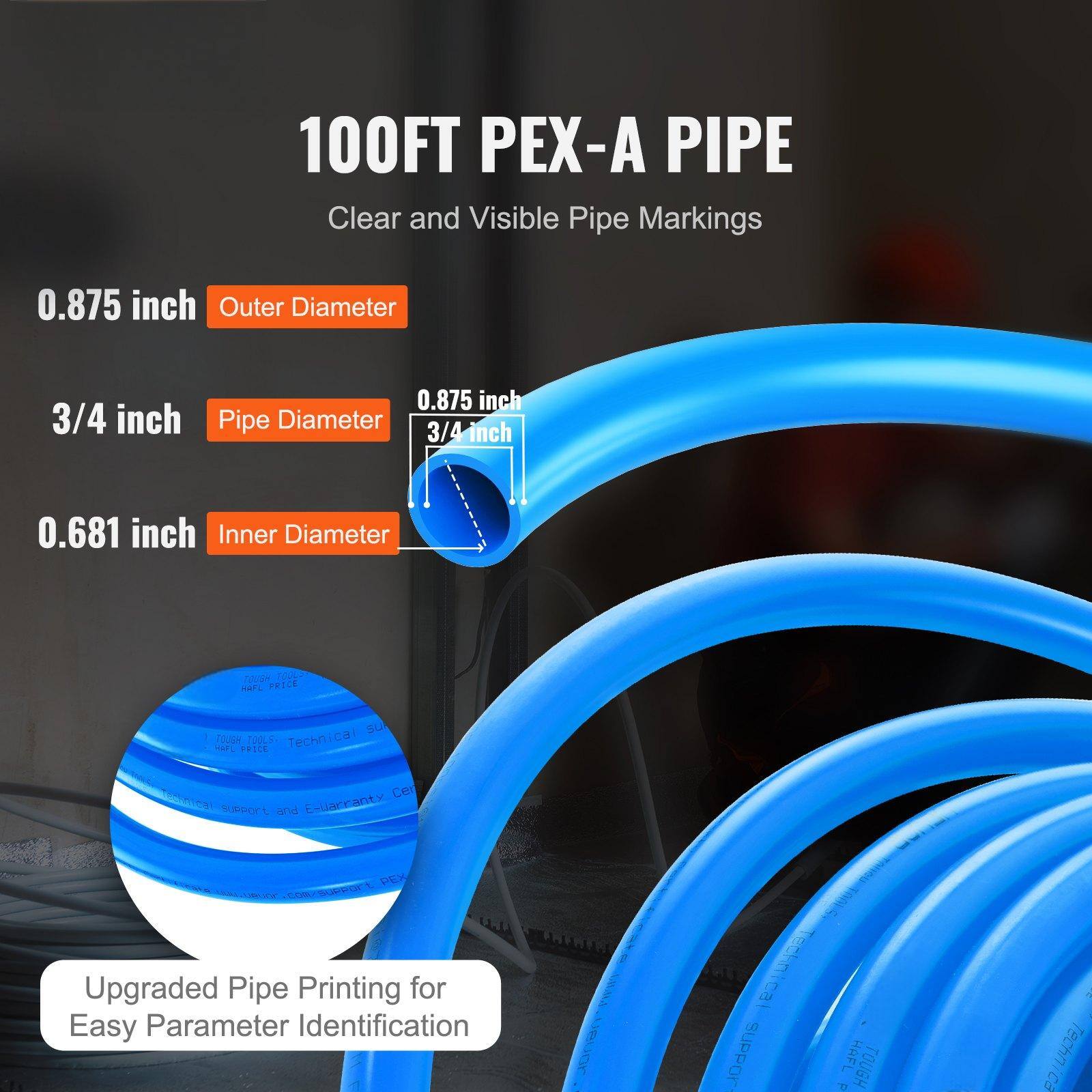 Glintex 3/4 Inch PEX A Pipe 100FT Flexible Tubing for Hot and Cold ...