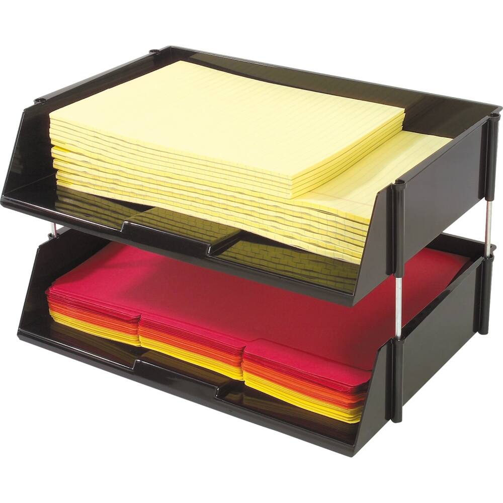 Best Buy: Deflecto Industrial Tray Side-Load Stacking Tray Black 582704