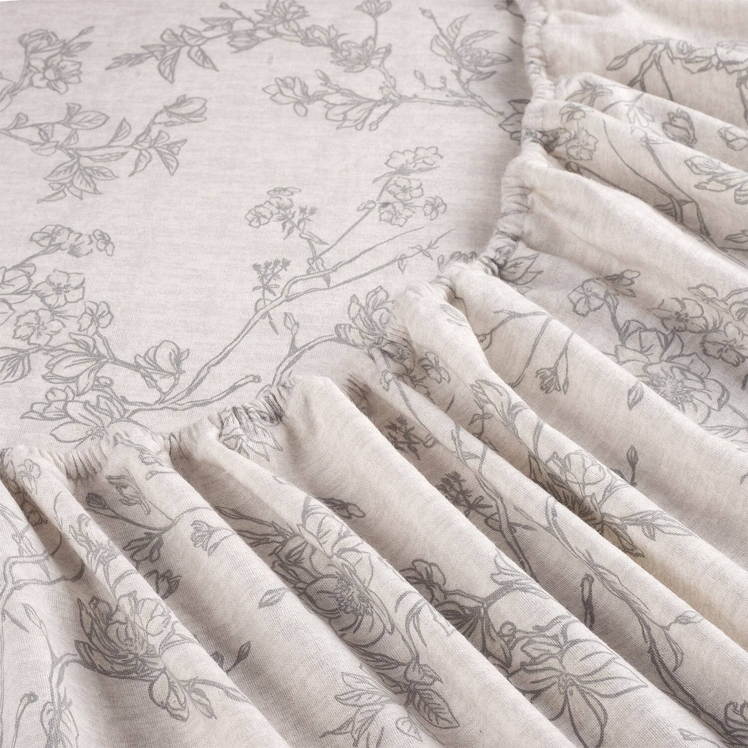 Kathy Ireland 100% Turkish Cotton Flannel Sheet Set Grey Toile 1296 ...