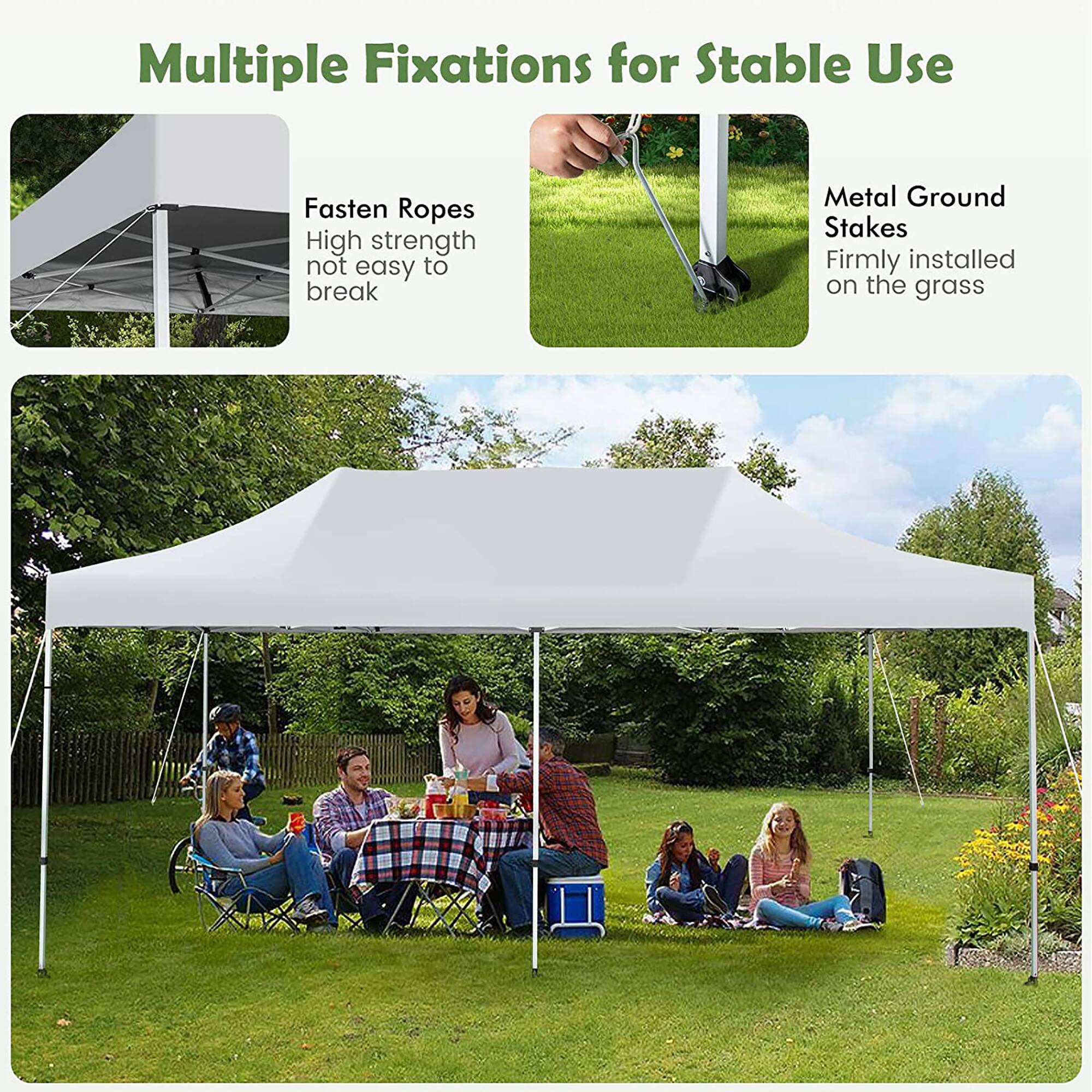 Gymax 10 x 20FT Patio Pop Up Folding Canopy Tent UPF 50+ Instant Sun ...
