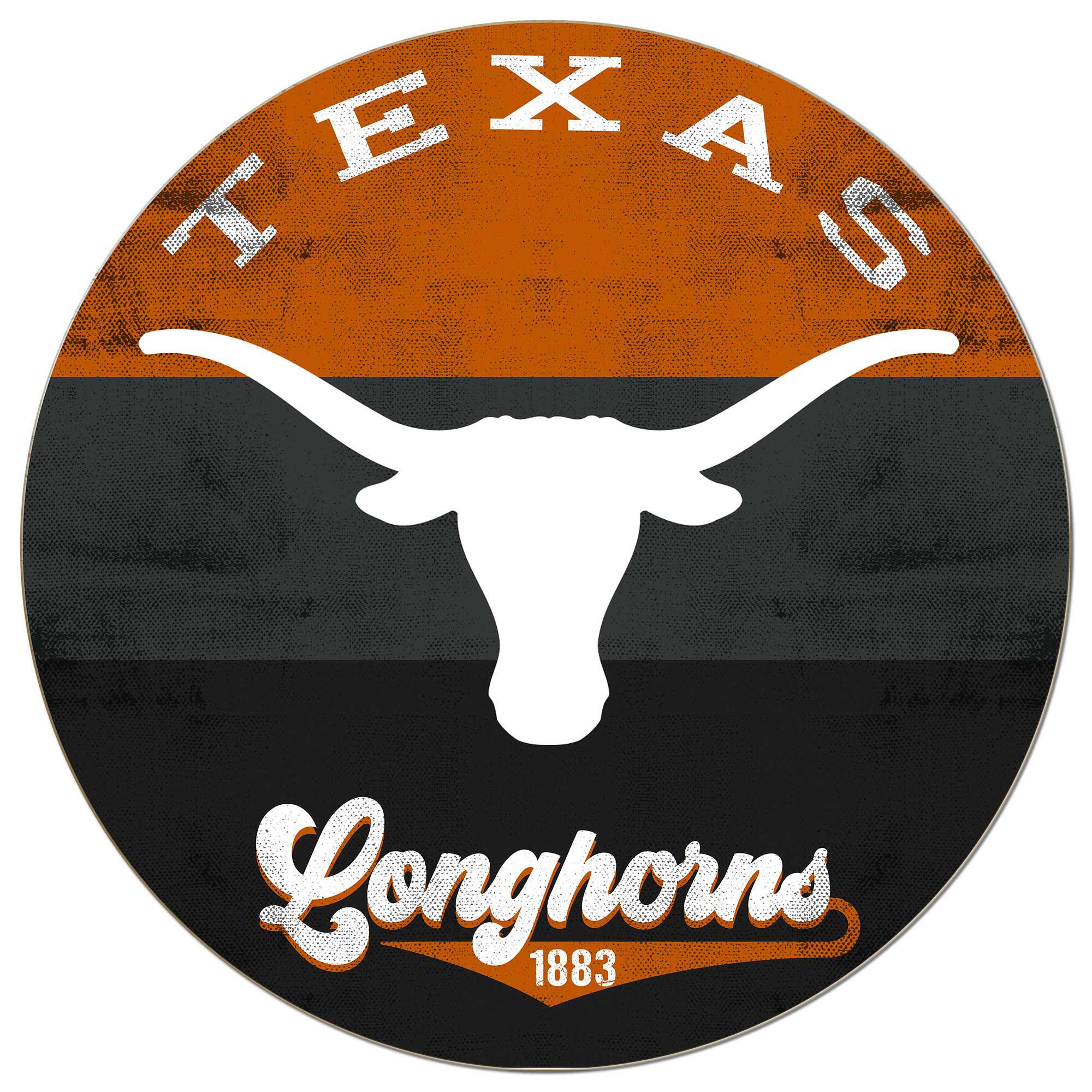 Jardine Texas Longhorns 20'' x 20'' Retro Logo Circle Sign Orange ...