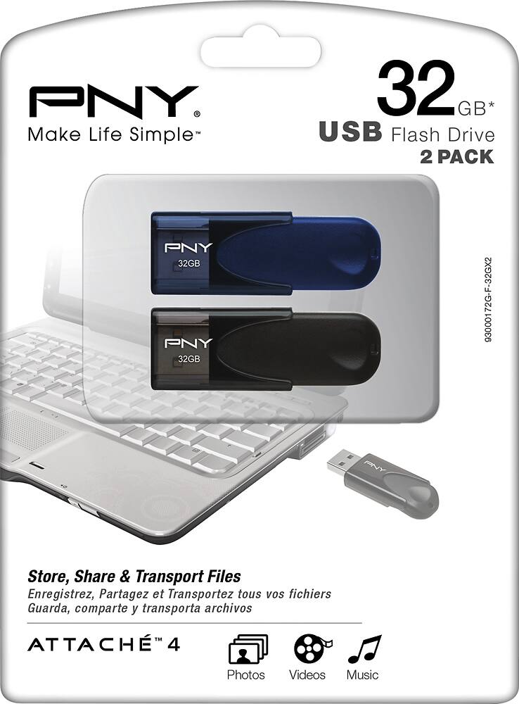 Best Buy: PNY Attaché 32GB USB 2.0 Flash Drives (2-Pack) Black/Navy P ...