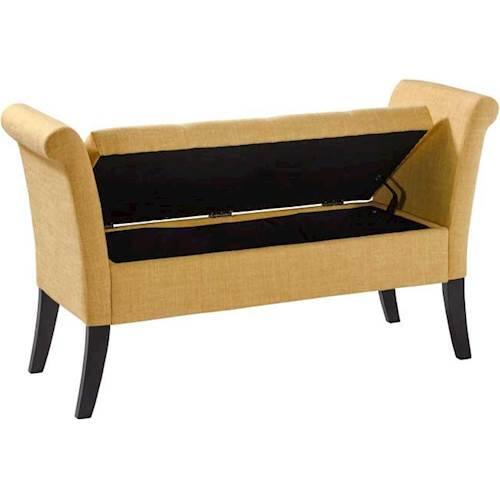 Best Buy: CorLiving Antonio Storage Bench with Scrolled Arms Yellow ...