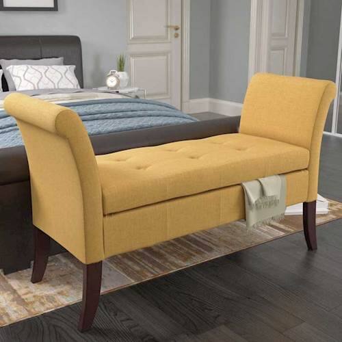 Best Buy: CorLiving Antonio Storage Bench with Scrolled Arms Yellow ...