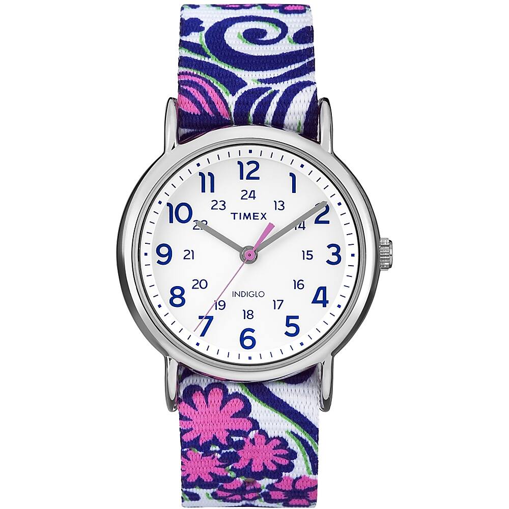 Best Buy: Timex Weekender Reversible Floral Wristwatch White/Silver ...