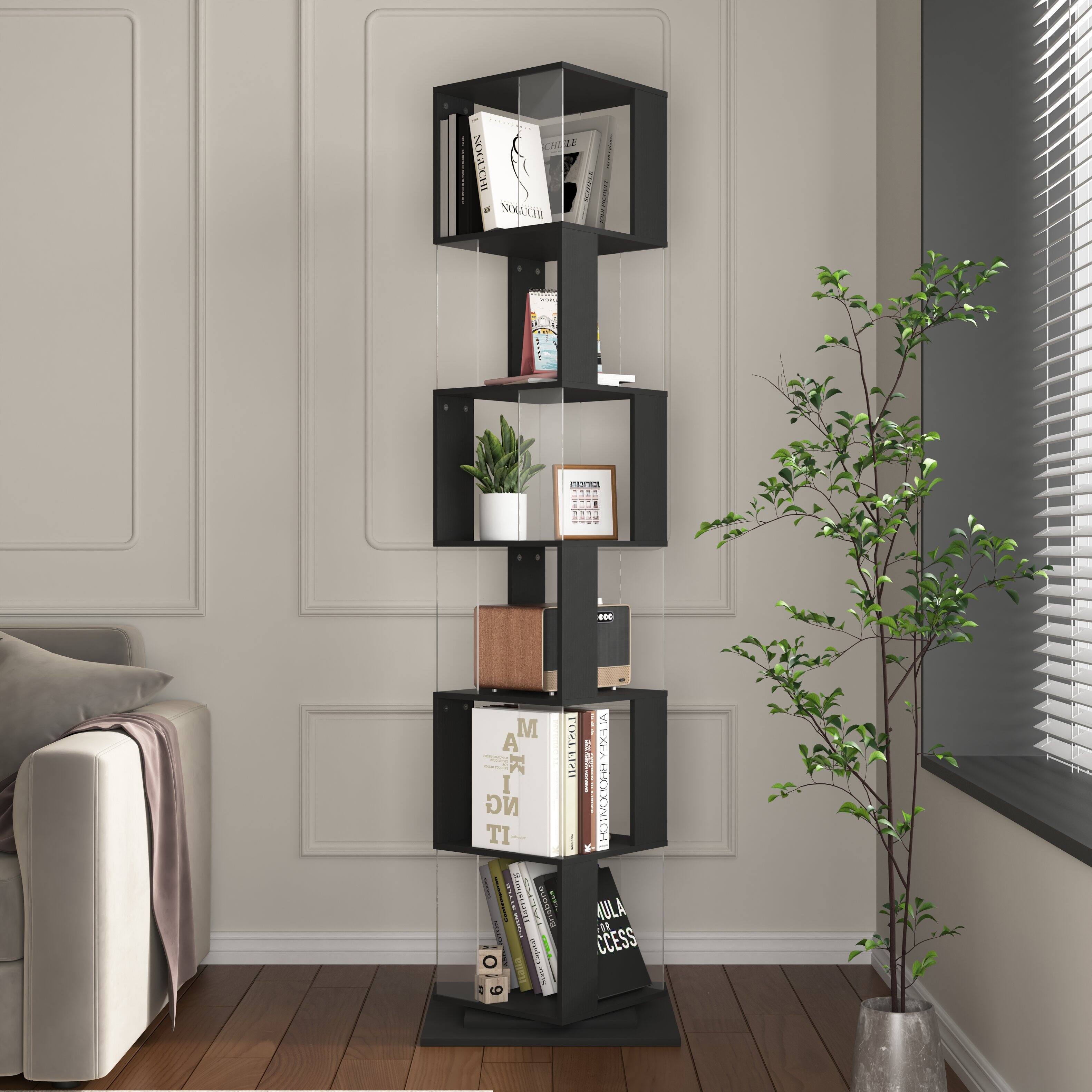 Tiramisubest 6 Tier Rotating Bookshelf,Floor Rack Simple Bookcase,Multi Function Creative ...