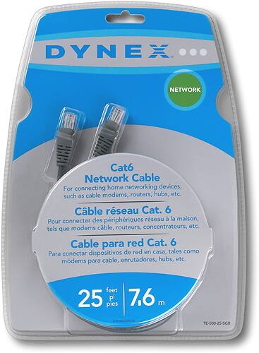 Best Buy: Dynex™ 25' Cat 6 Network Cable Gray TE500-25-SGR