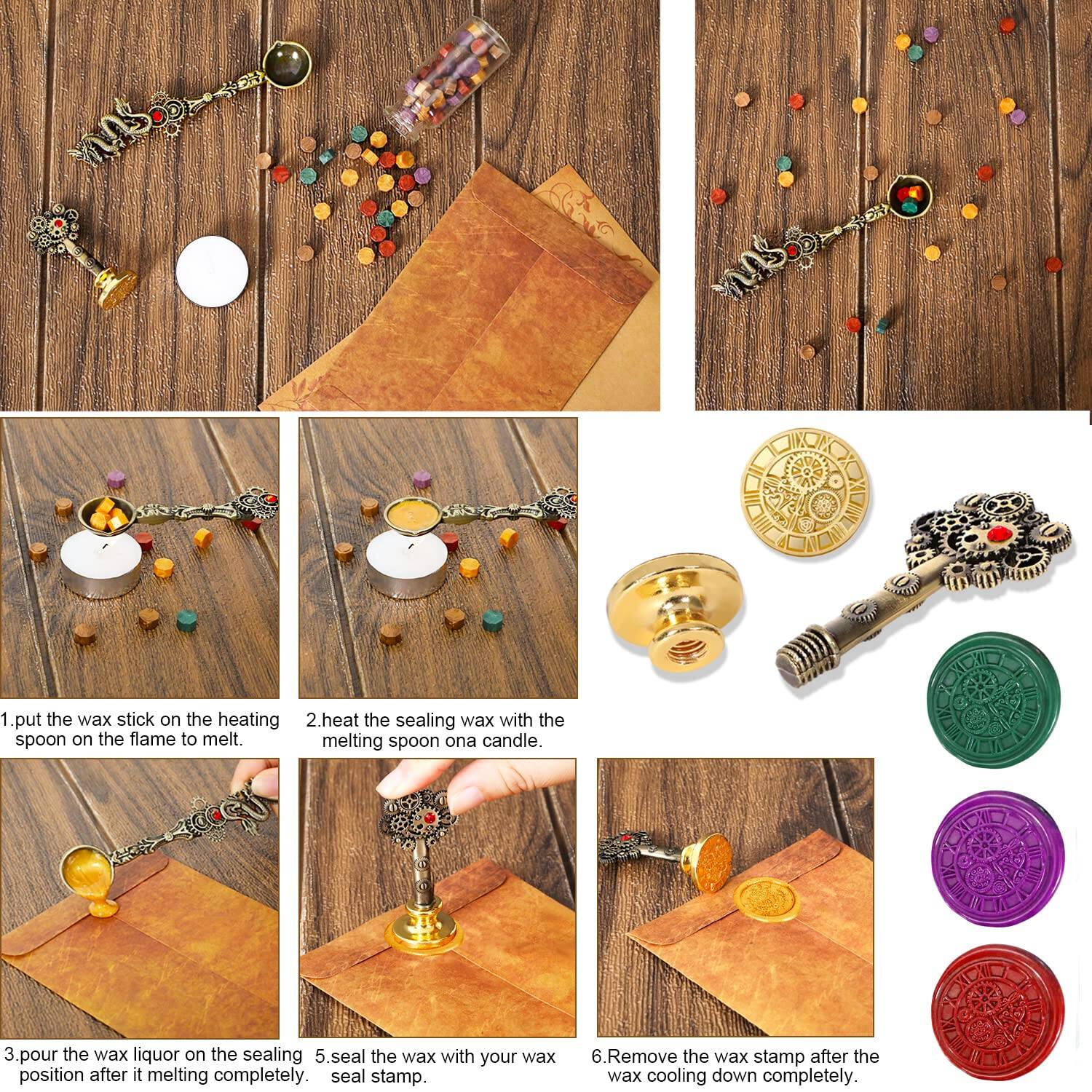 Paradigms Interiors Quill Pen And Ink Set With Notebook Wax Seal Kit ...