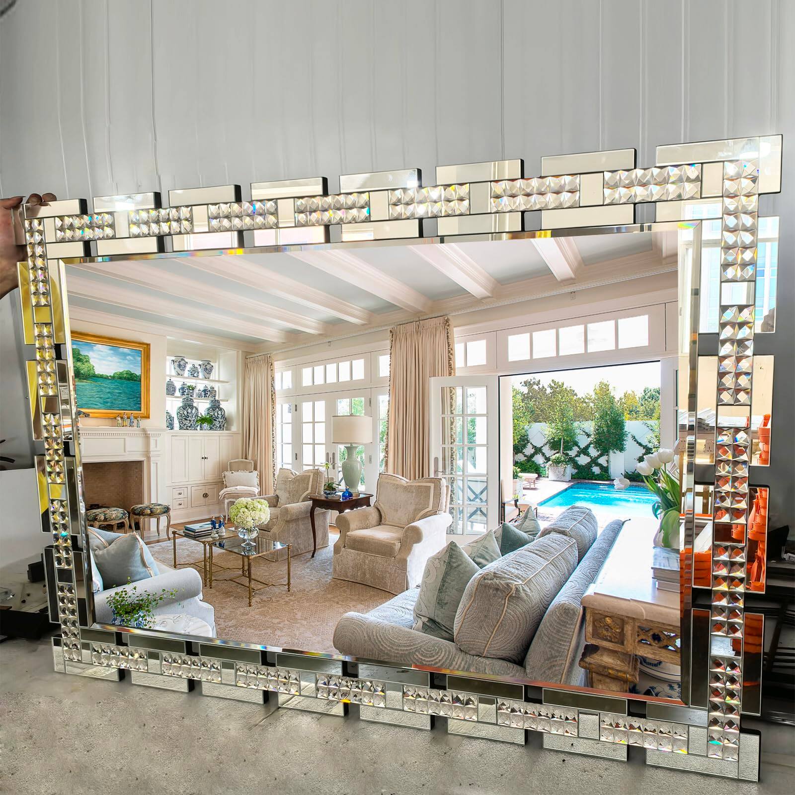 Comfort Essence Crystal Decorative Wall Mirror For Living Room 36 X ...