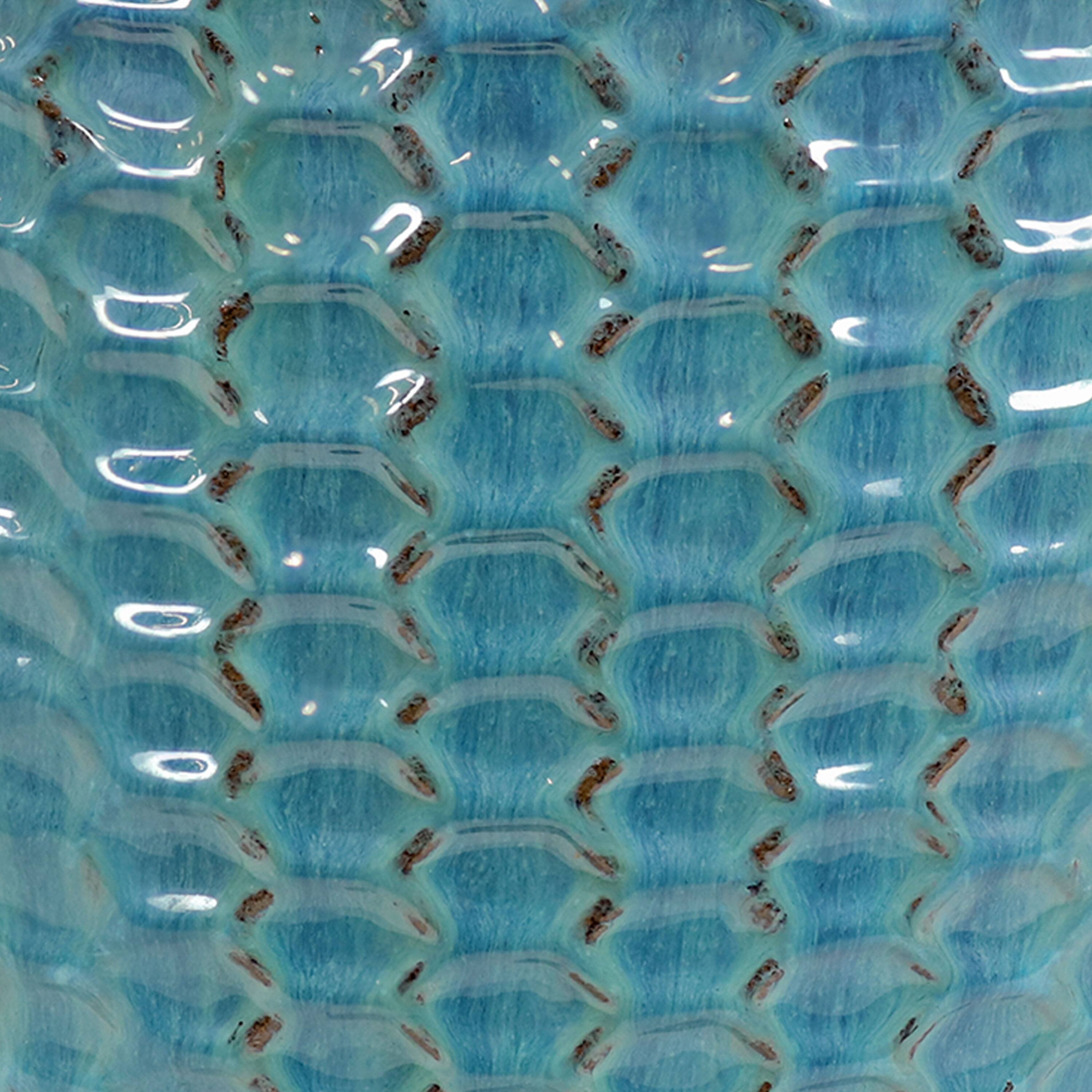 Sunnydaze Raised Hexagon Pattern Ceramic Planter 14" Cyan VBD-684 ...