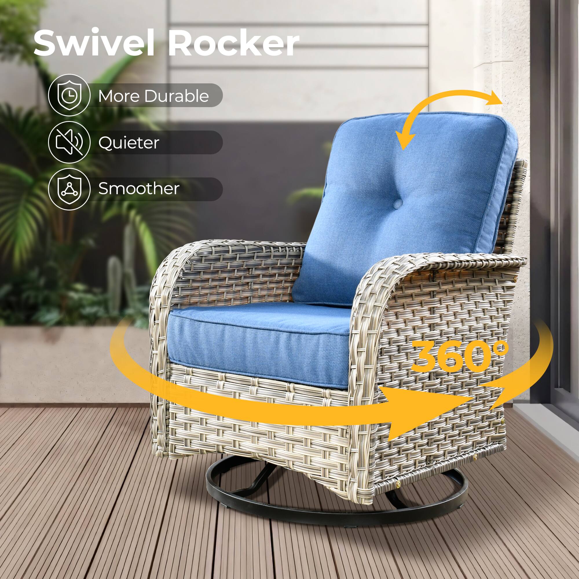 Ovios 6 PCS Patio Furniture Set, Sectional Loveseat with Swivel Chairs ...