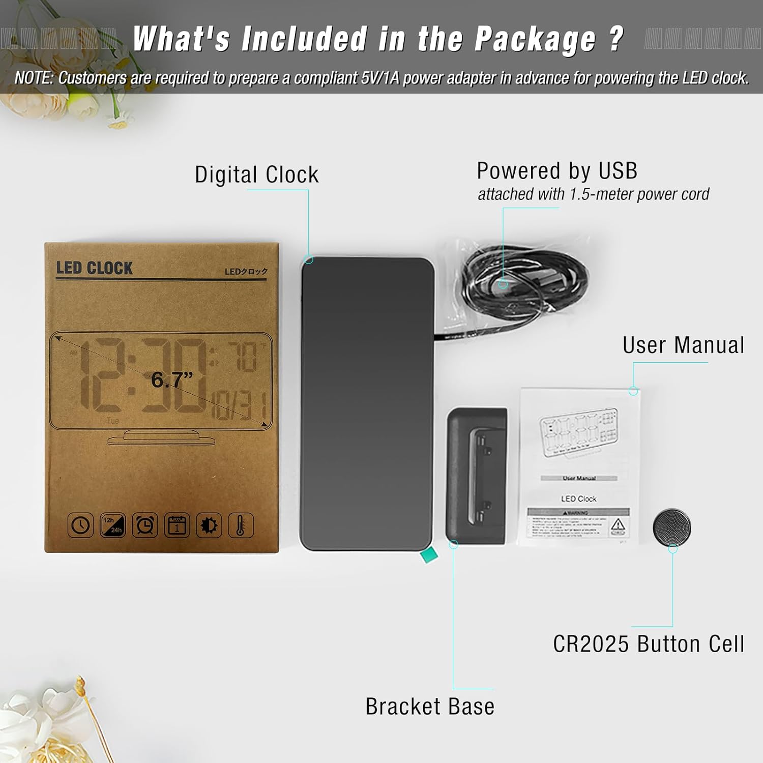 Dazzed Corner Alarm Clocks, Desk Alarm Clock with Auto Dimming Black ...