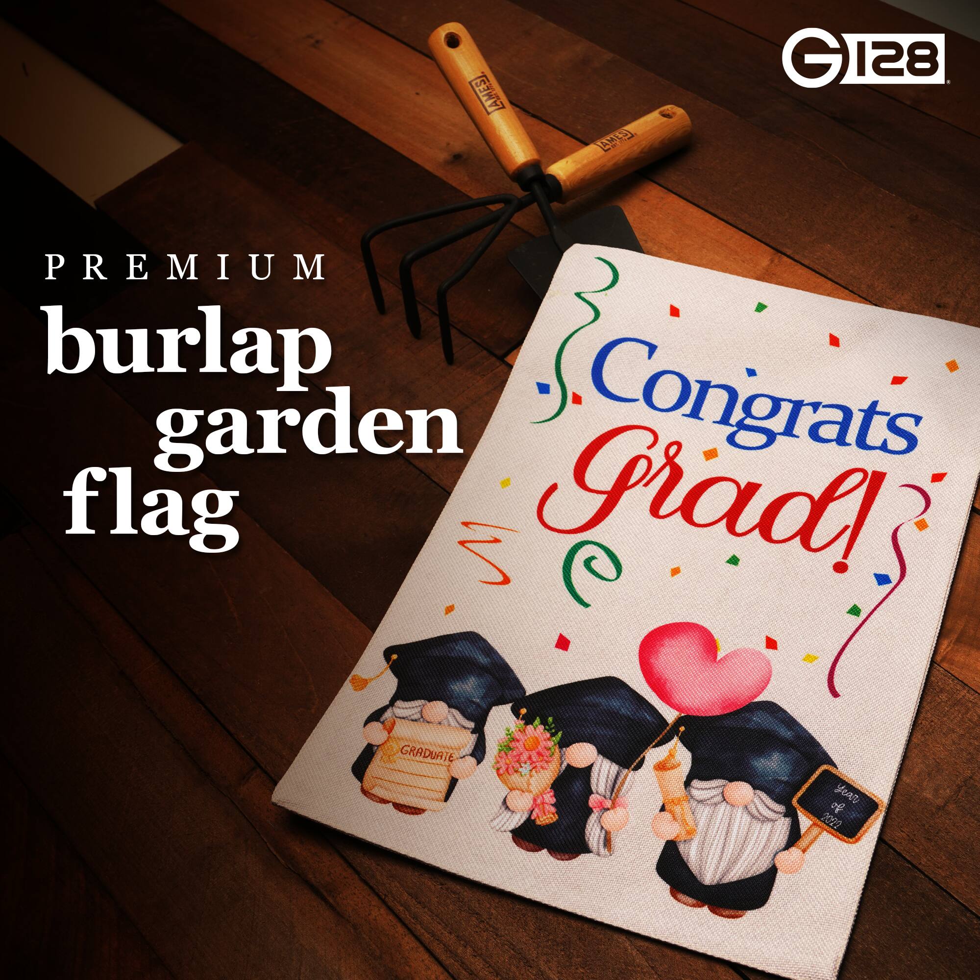 G128 Congrats Grad Garden Flag Three Gnomes Design, 12 x 18 in Assorted ...