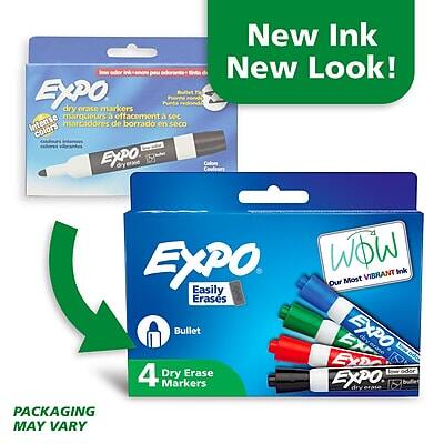 Expo Dry Erase Markers, Bullet Point, 4/Pack Assorted Colors 82074 ...