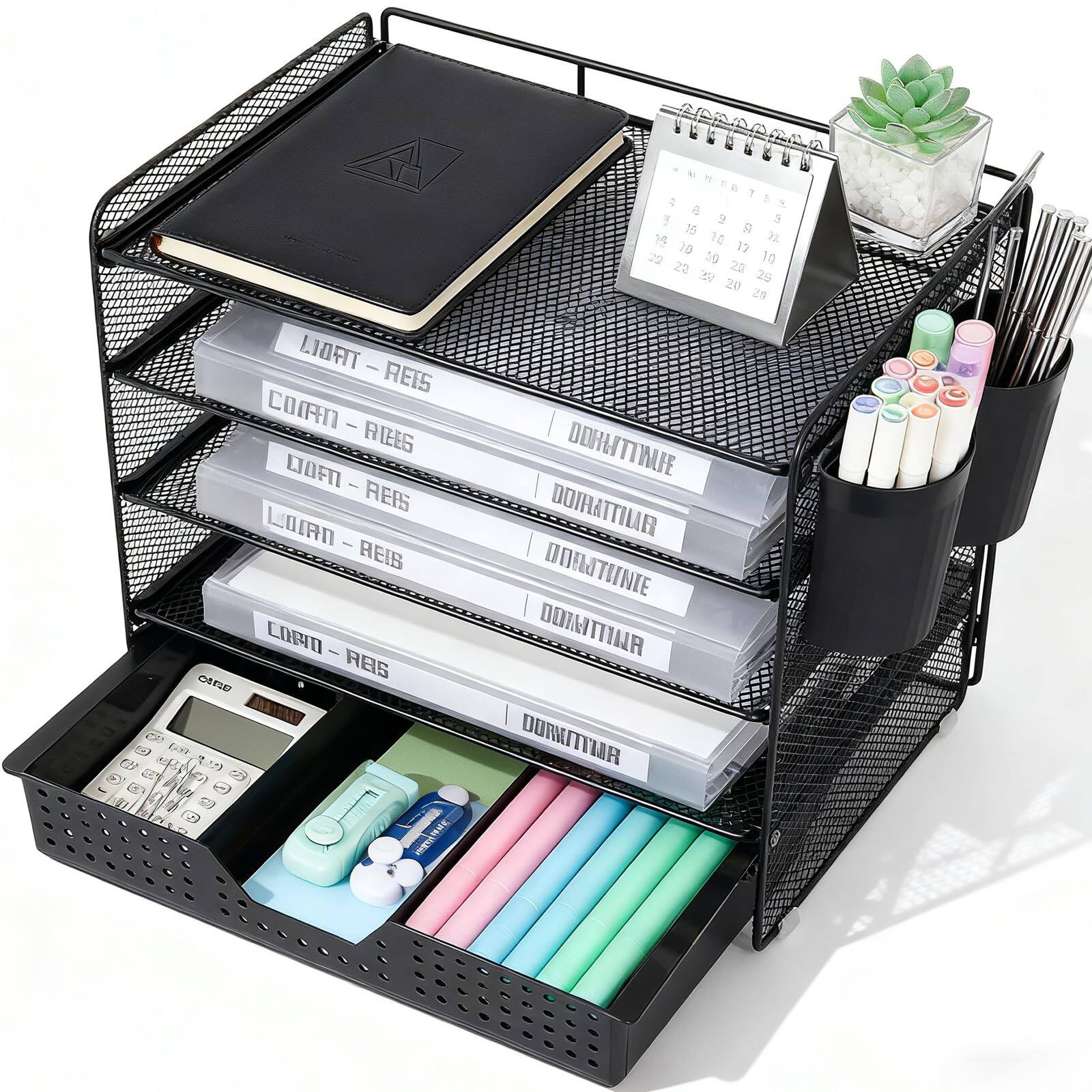 Paradigms Interiors 5 tier Paper Organizer Letter Tray With Drawer & 2 ...