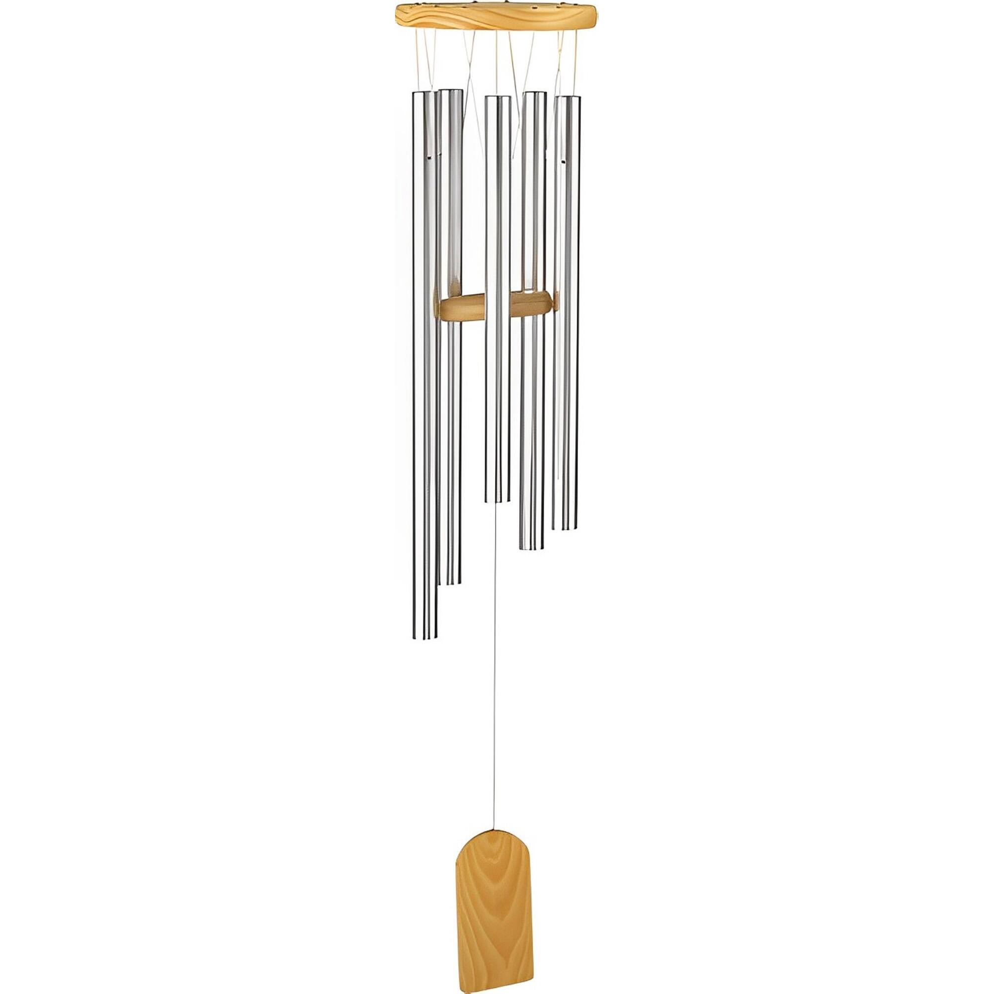 FC Design 30" Long Silver Wood Top Traditional Wind Chime Outdoor Patio ...