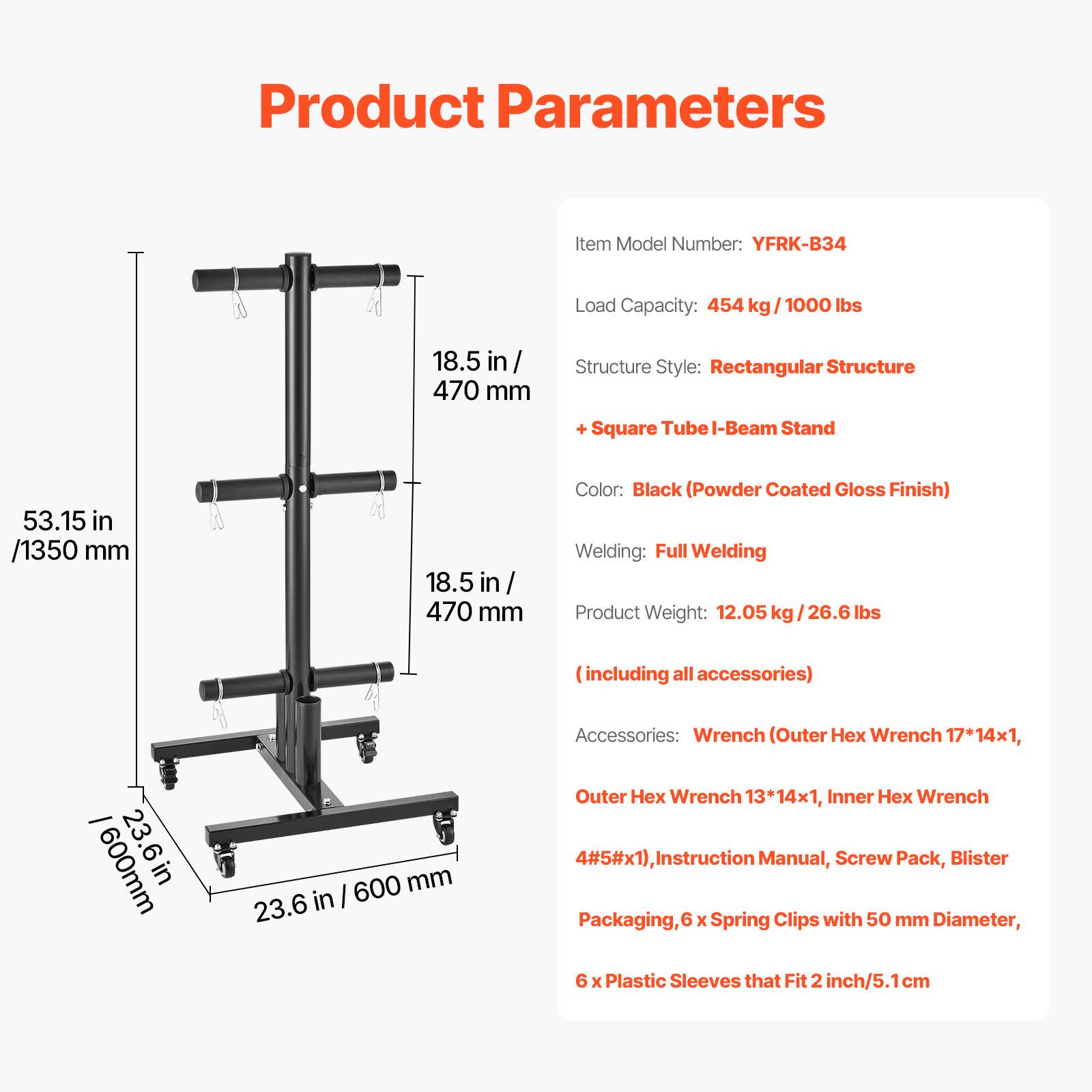 VEVOR Weight Plate Rack, Vertical Weight Plate Tree for 2 Inch Weight ...