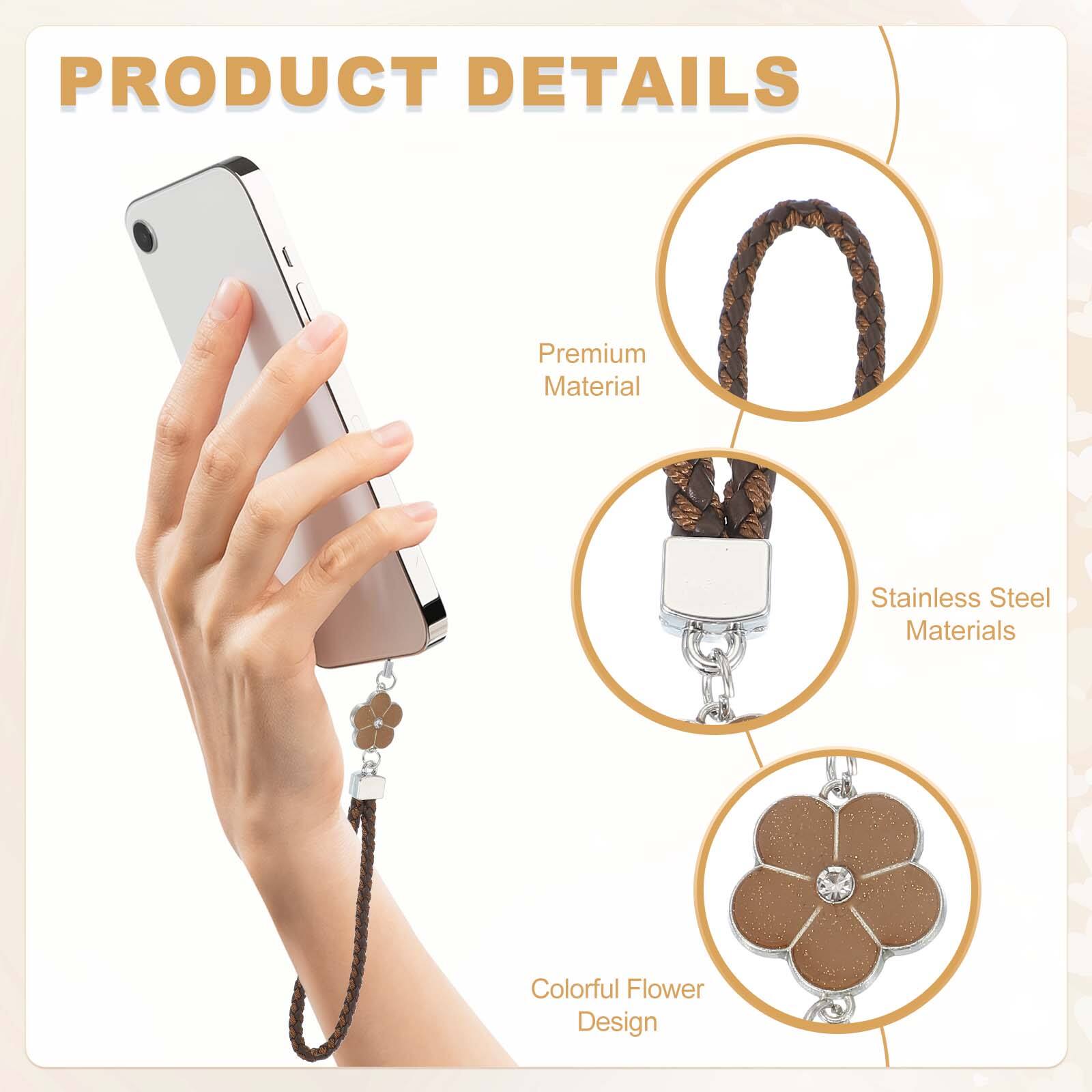 Unique Bargains 6pcs Creative Braided Flower Phone Charm Wrist Lanyard ...