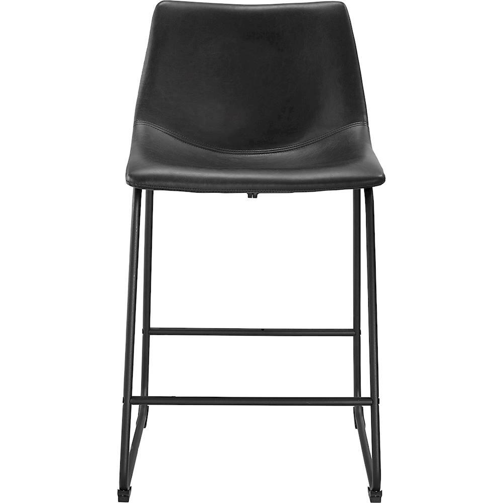 Walker Edison Industrial Faux Leather Counter Stool (Set of 2) Black ...