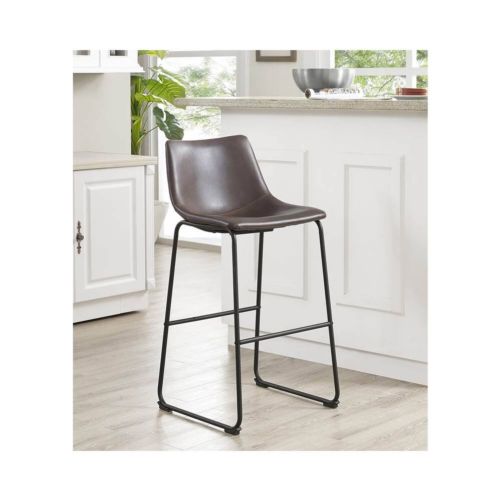 Best Buy: Walker Edison 30" Modern Faux Leather Bar Stools, Set of 2 ...