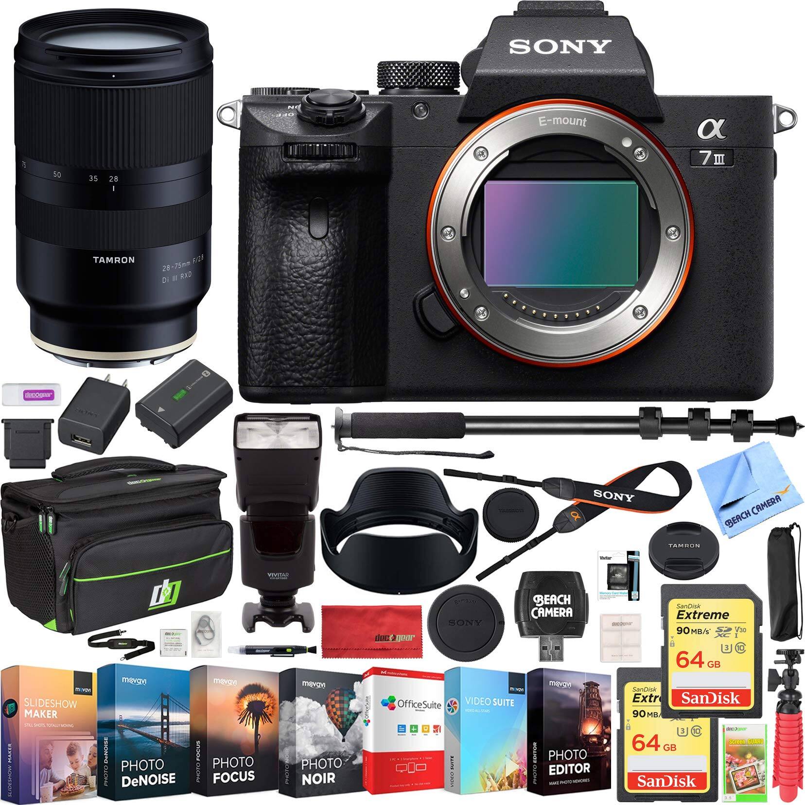 Sony a7 III Alpha Mirrorless 4K Camera + Tamron 28 75mm F2.8 Di III RXD A036 Lens Kit ILCE7M3/B ...