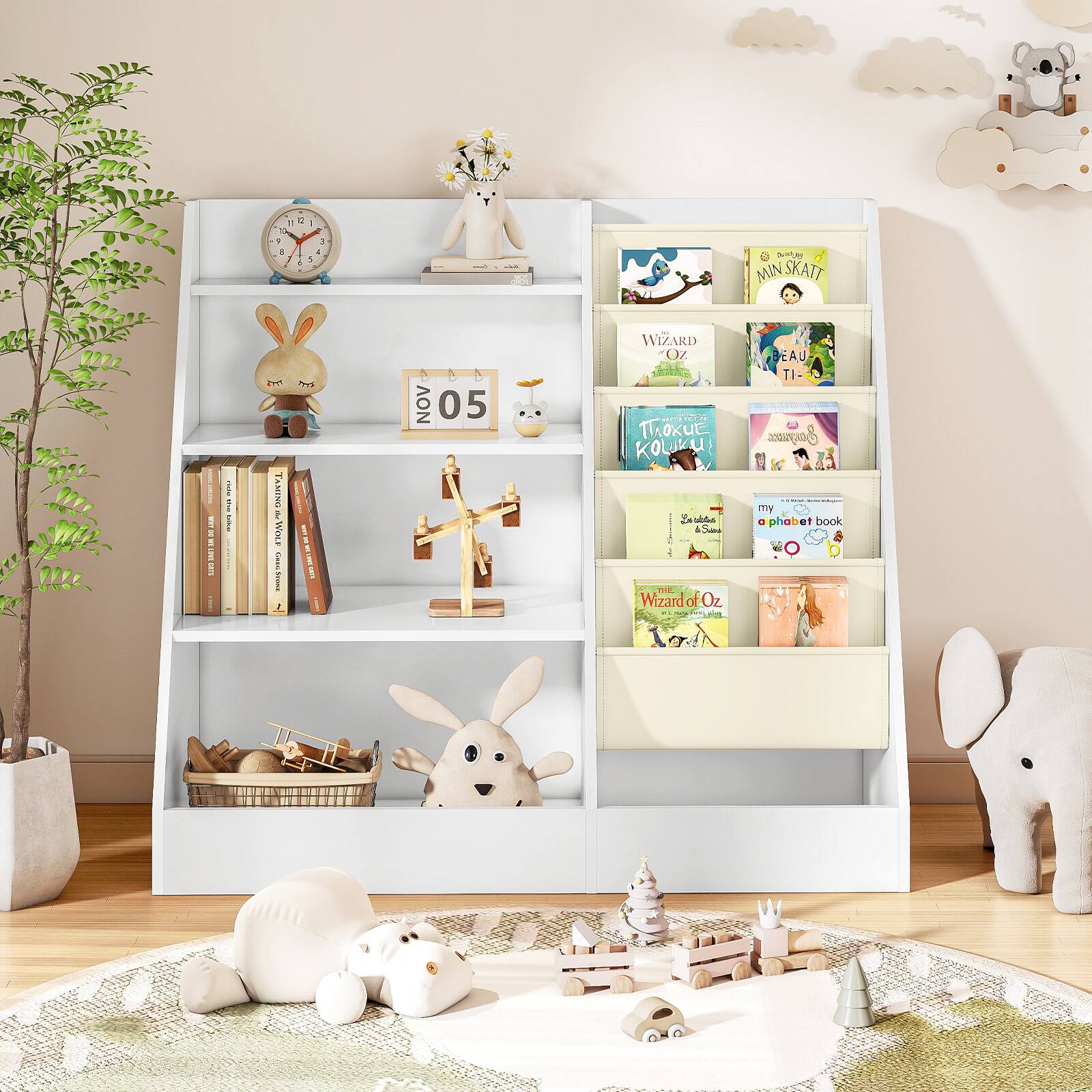 Sugift 4 Tier Kids Bookshelf and Toy Storage Organizer with Anti ...