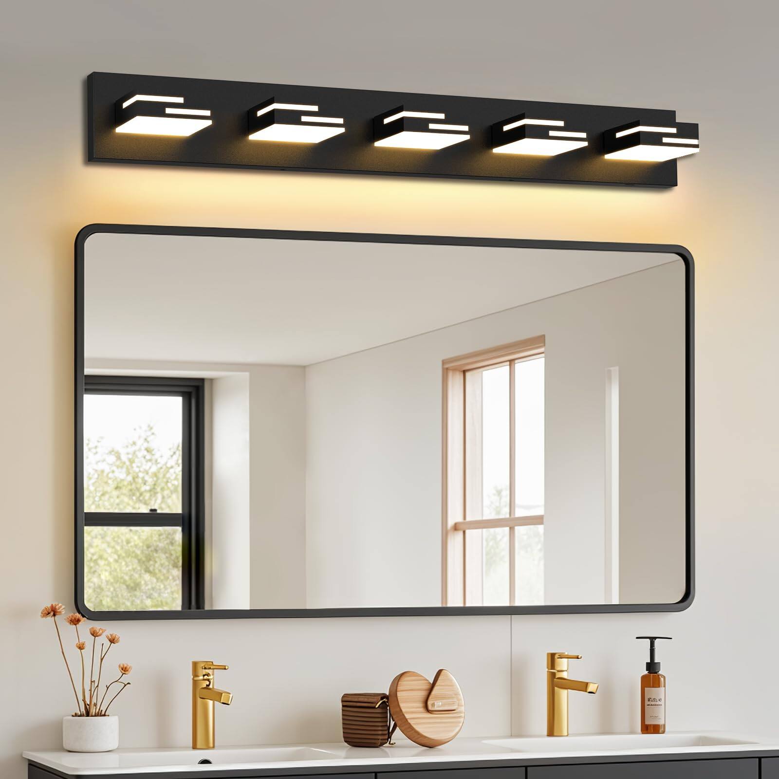 Earthley Blooms Led Modern Bathroom Vanity Light Fixtures 5 light 5cct ...