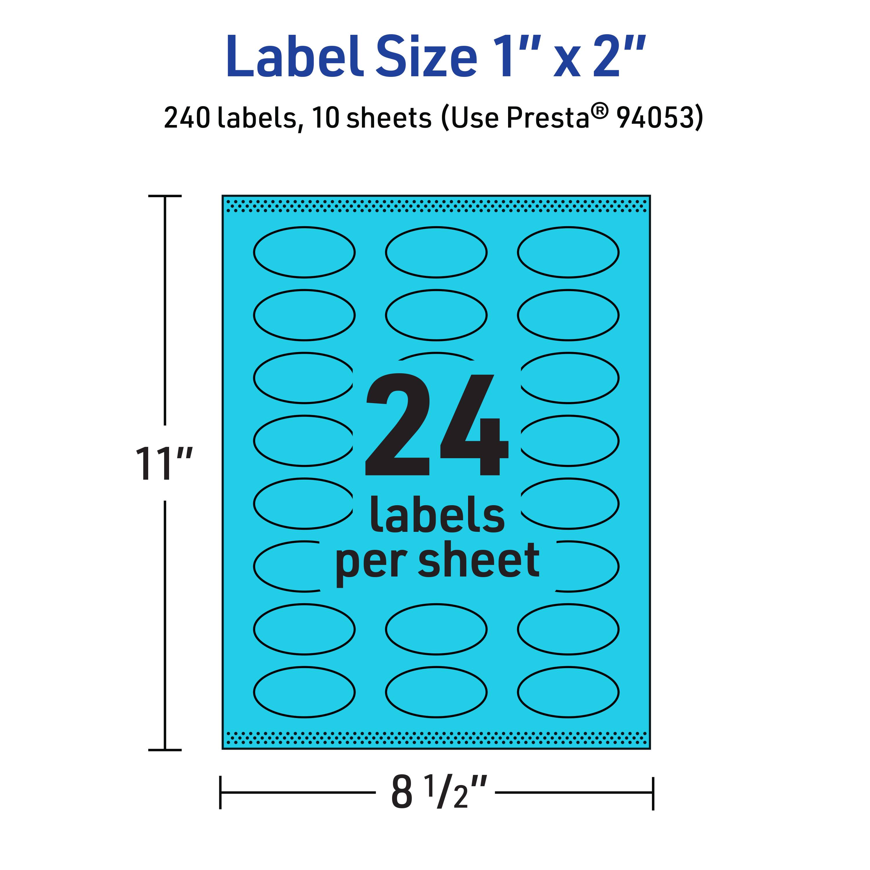 Avery Printable Oval Labels, Bright 1" x 2", 240ct Blue 94053-BBP10 ...