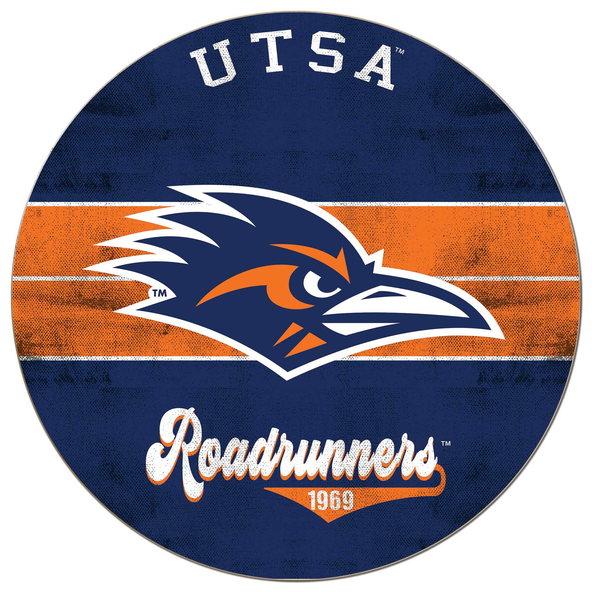 Jardine UTSA Roadrunners 20'' x 20'' Retro Logo Circle Sign Navy ...