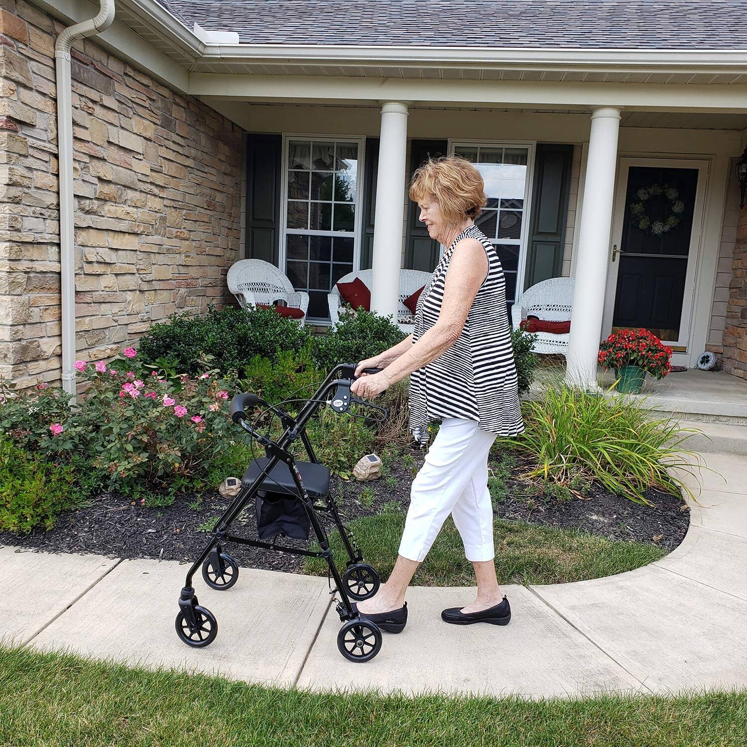 Customer Reviews: Carex Step 'N Rest Rolling Walker Rollator Pink ...