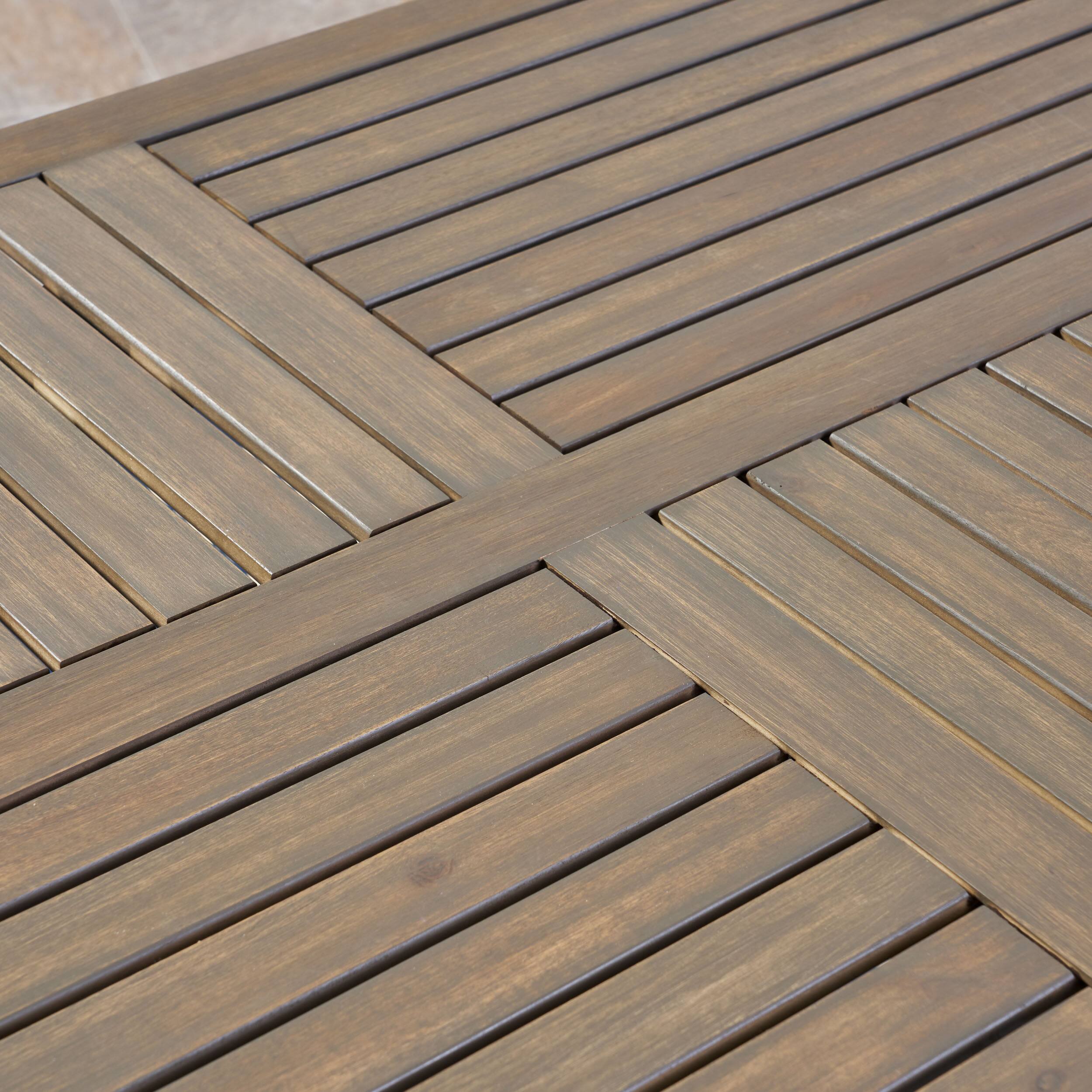 APRILSOUL Transitional Acacia Wood Dining Table with Slat Panel Top in ...