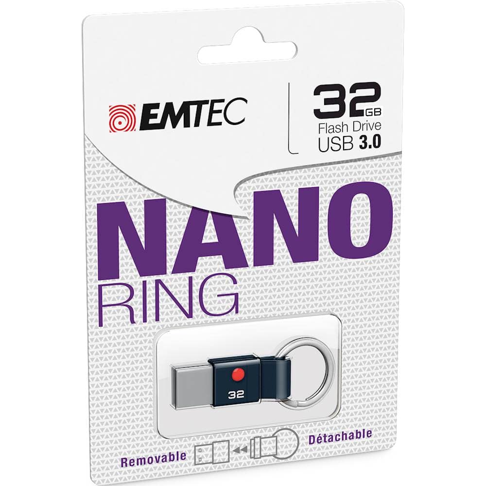 Best Buy: EMTEC Nano Ring 32GB USB 3.0 Type A Flash Drive Black/Silver ...