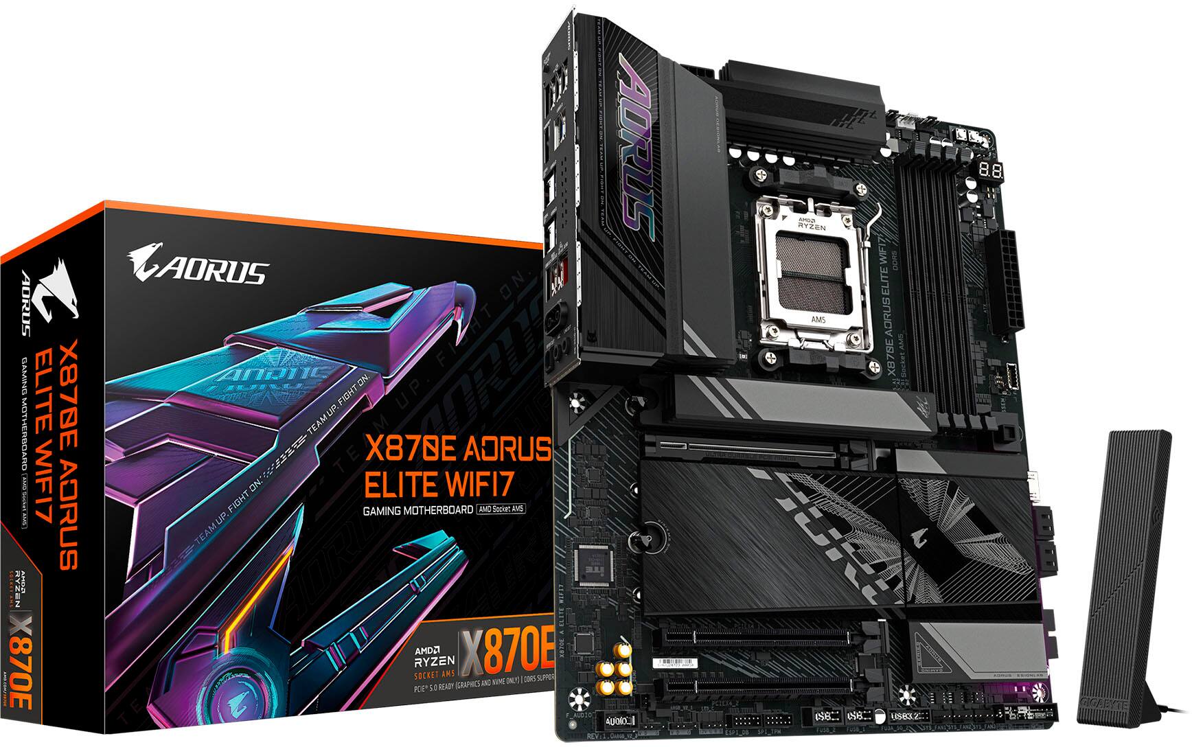 GIGABYTE X870E AORUS ELITE WIFI7 (Socket AM5)AMD X870E ATX DDR5 Wi Fi 7 Motherboard Black X870E ...