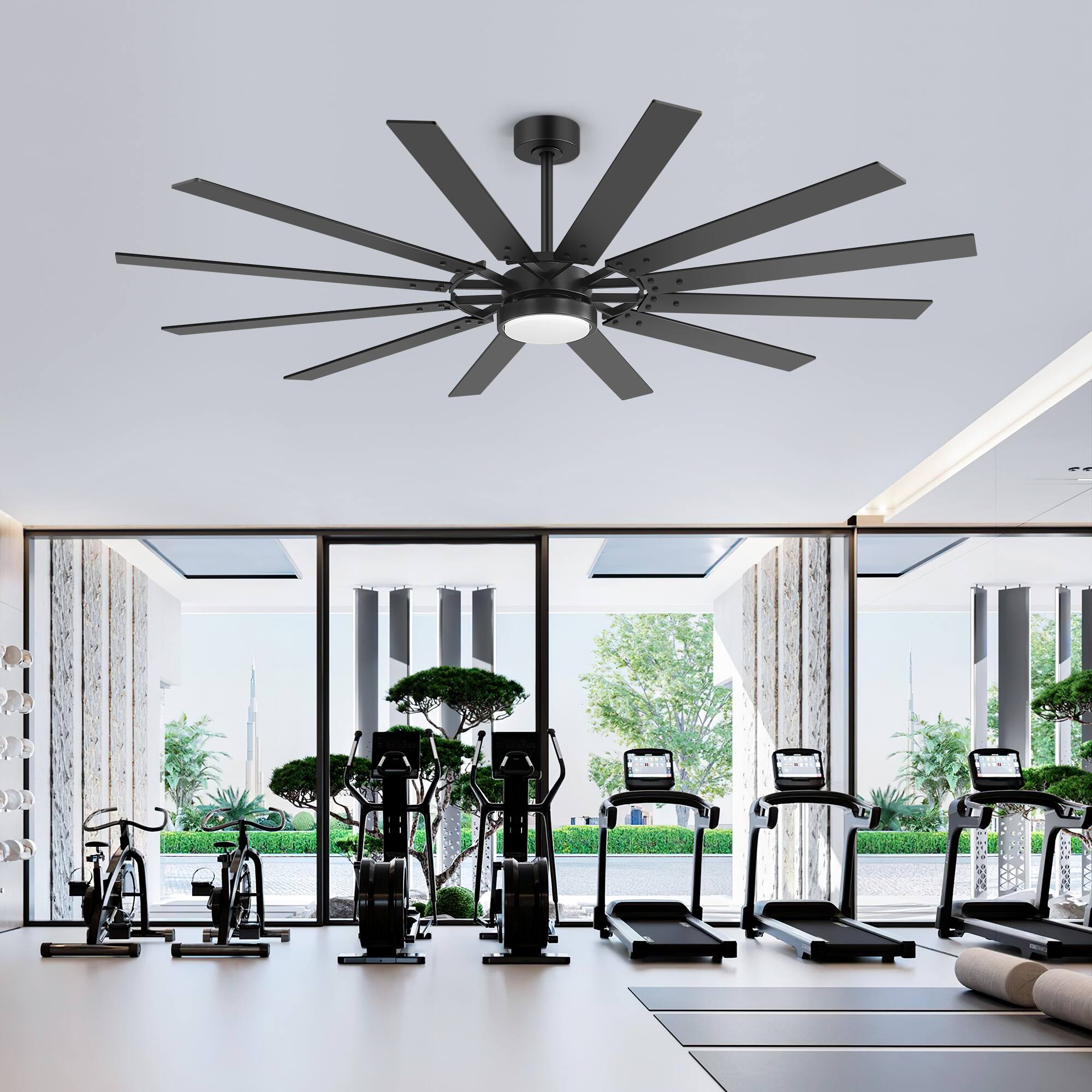 Breezary 72 Inch Ceiling Fan with LED Light, 12 Reversible Wood Blades ...