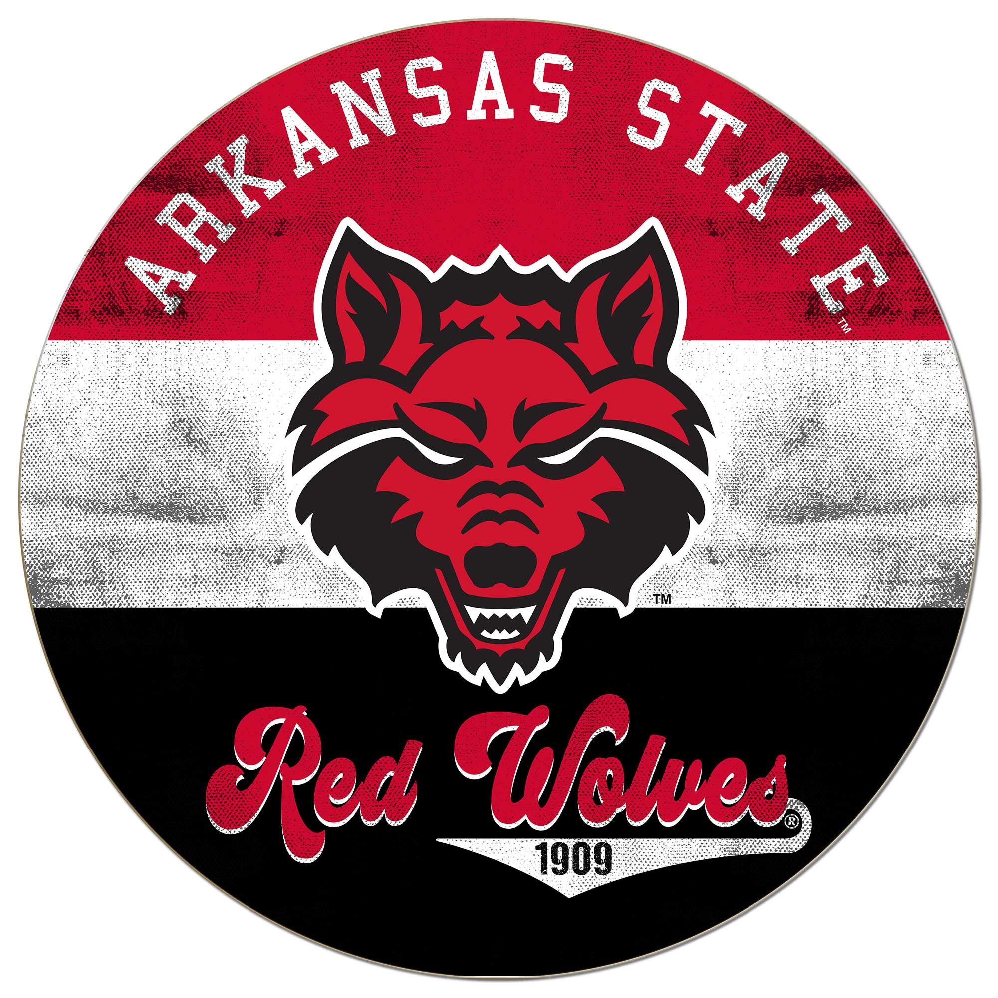 Jardine Arkansas State Wolves 20'' x 20'' Retro Logo Circle Sign Red ...