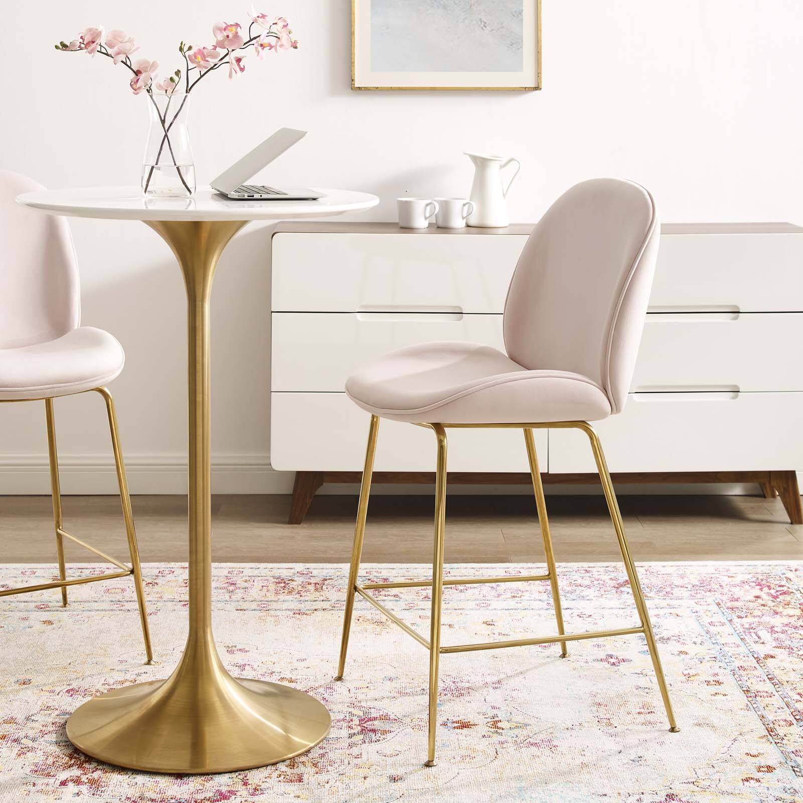 Scoop Gold Stainless Steel Leg Performance Velvet Counter Stool by ...