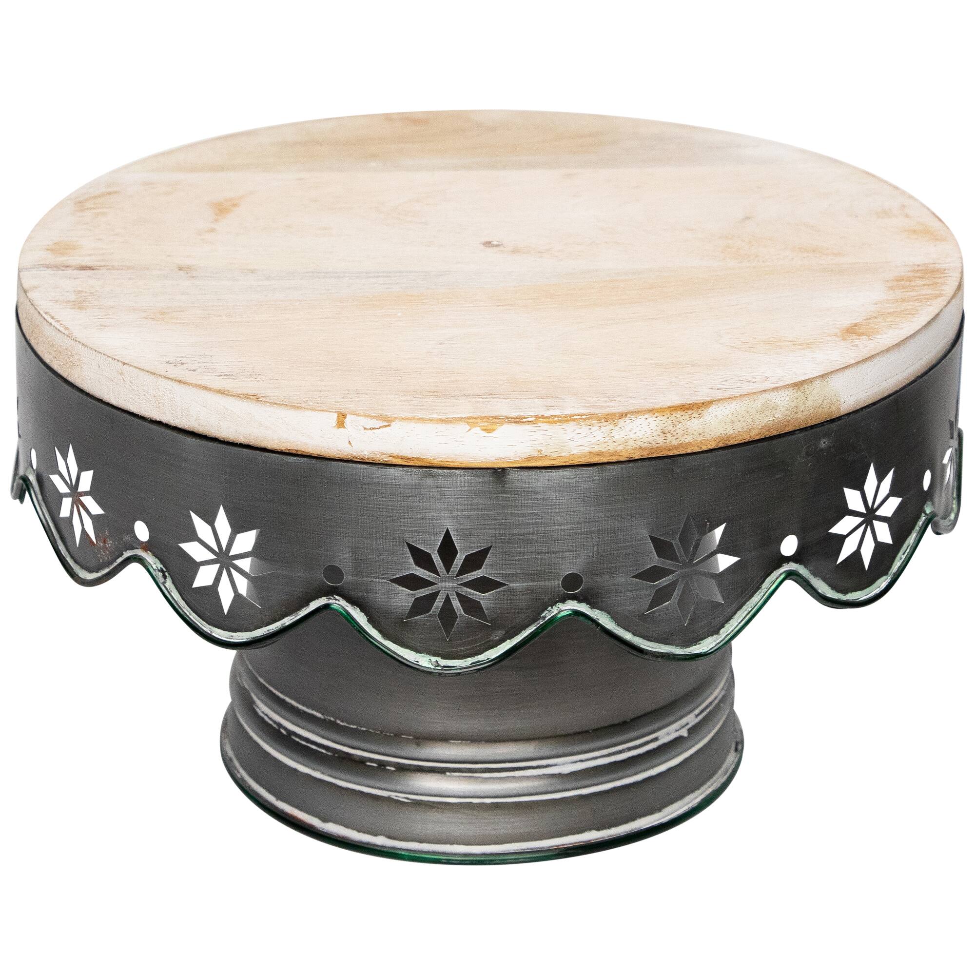 Northlight Laser Cut Snowflakes Iron Christmas Cake Stand 12" Silver ...