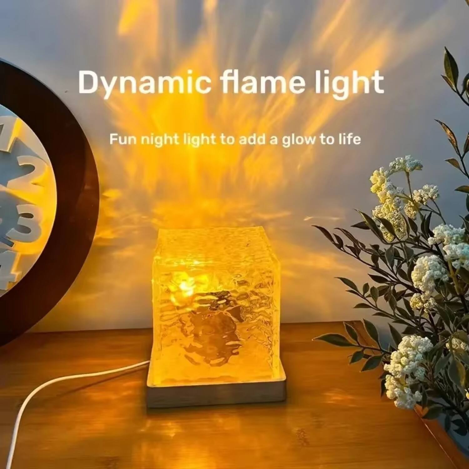 Luckbyte 16 Colors Rotating Water Ripple Projector Night Light Dynamic ...