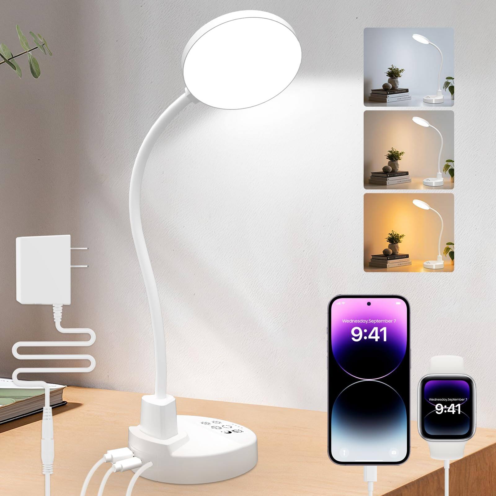 Dazzling Pops Led Desk Lamp With Usb Charging Ports Dimmable Table ...