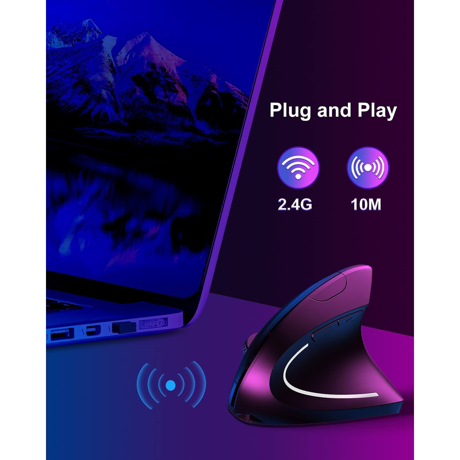 Cedar Assembly Mouse Wireless Vertical Ergo With Usb Receiver 6 Buttons ...