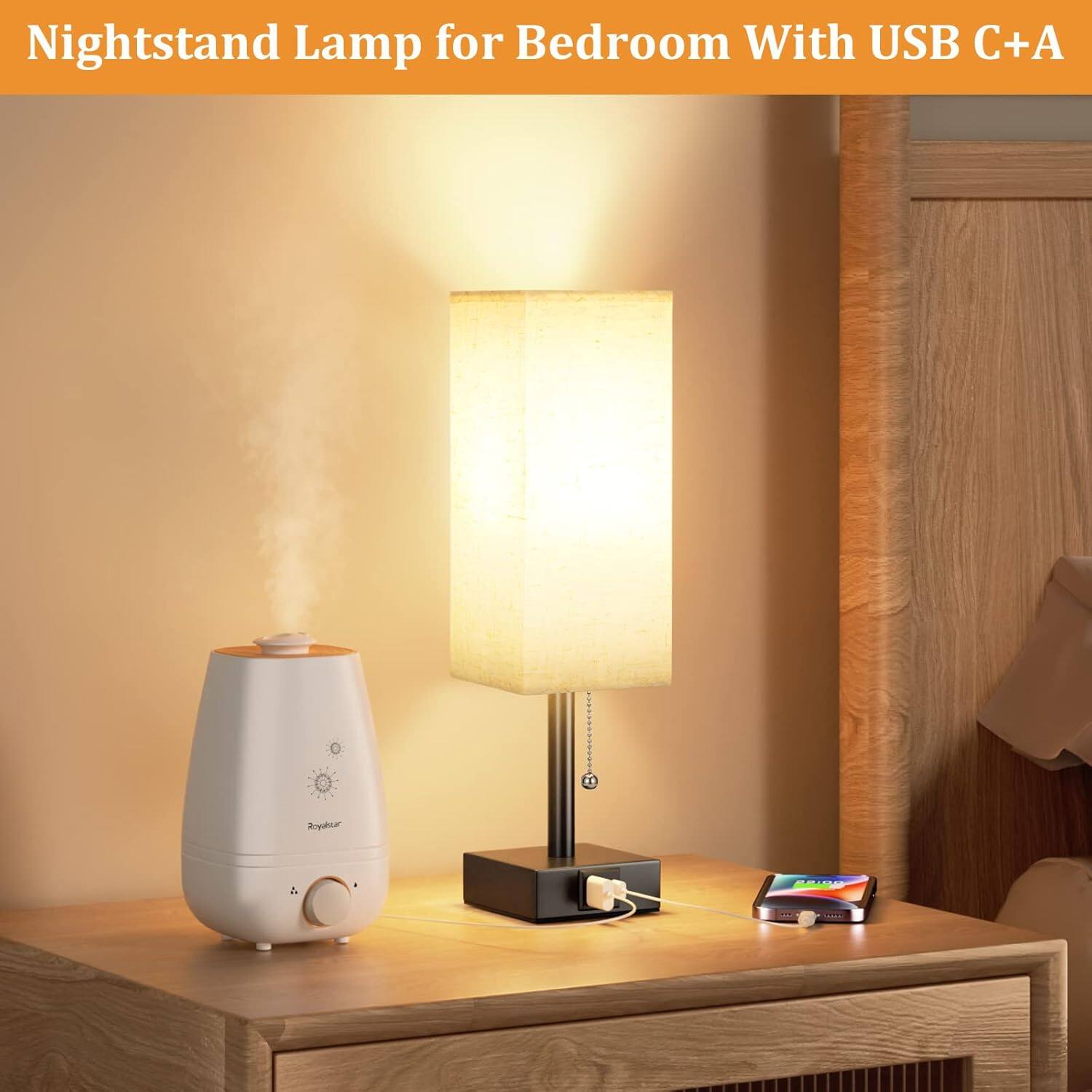 Stamp n Camp Bedside Table Lamp with 3 Color Temperatures 3000/4000 ...