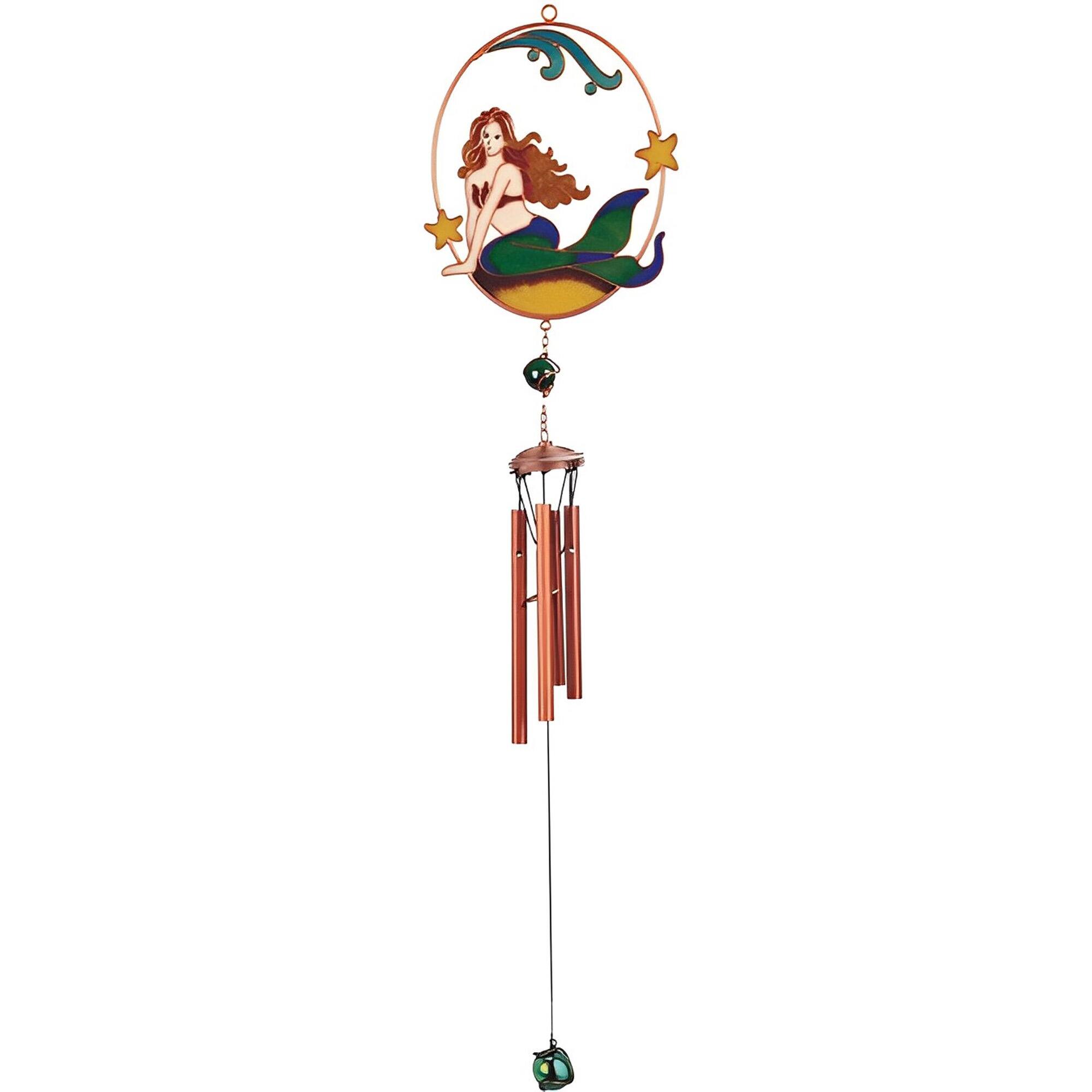 FC Design 30" Long Mermaid Copper Gem Wind Chime Figurine Outdoor Patio ...